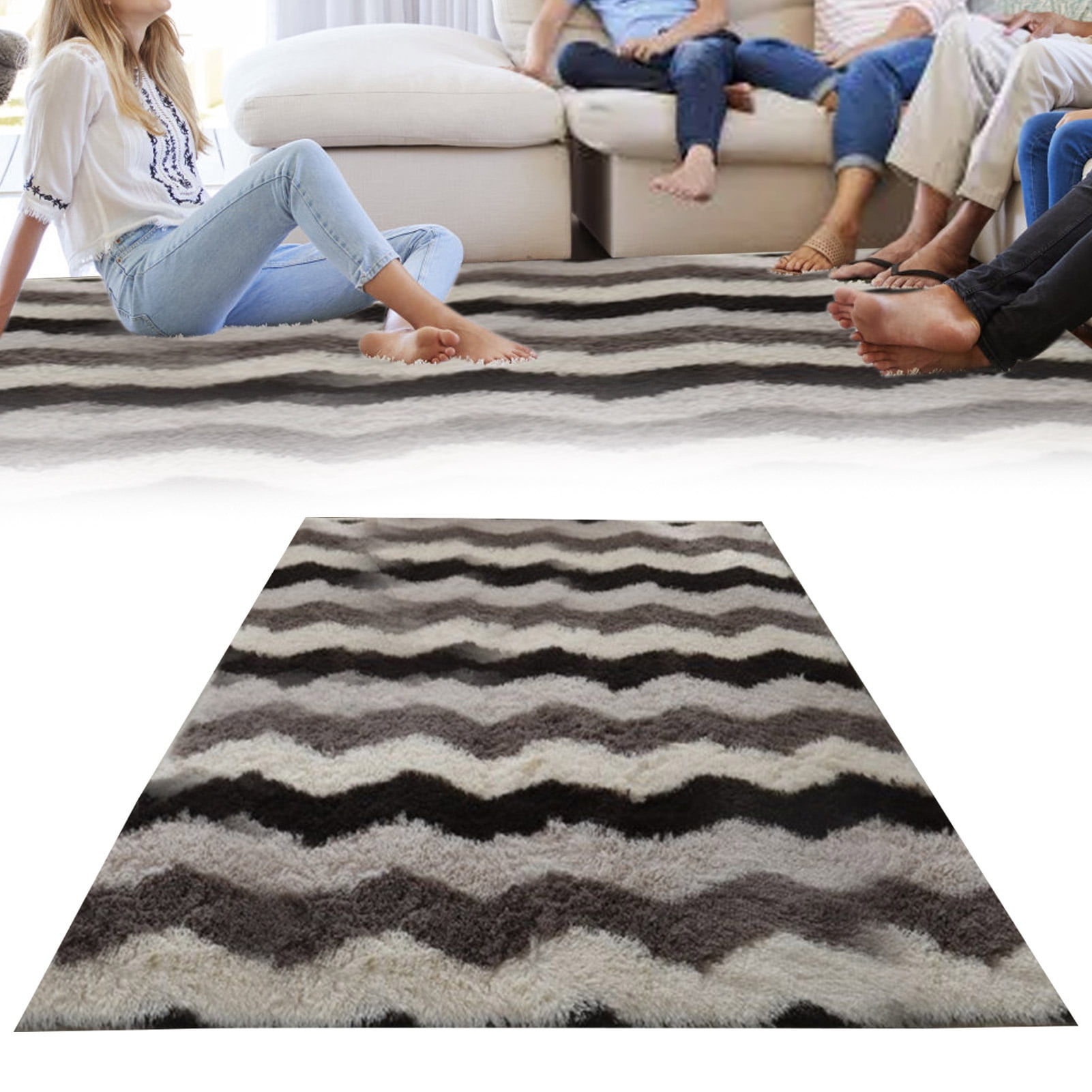 Mdesiwst Shaggy Tie-Dye Area Rug Water Ripple Geometric Super Soft ...