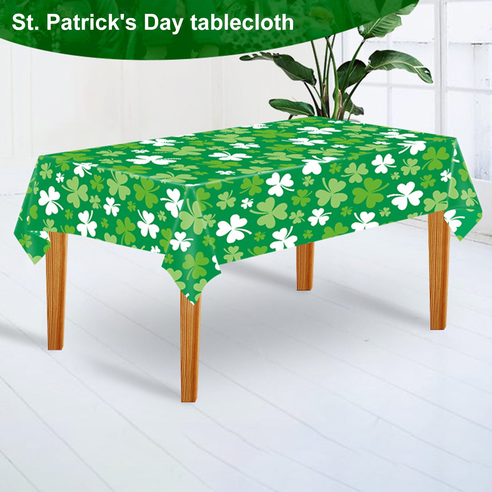 Mdesiwst Shamrock Tablecloth Waterproof Table Cover Rectangular Dinning ...