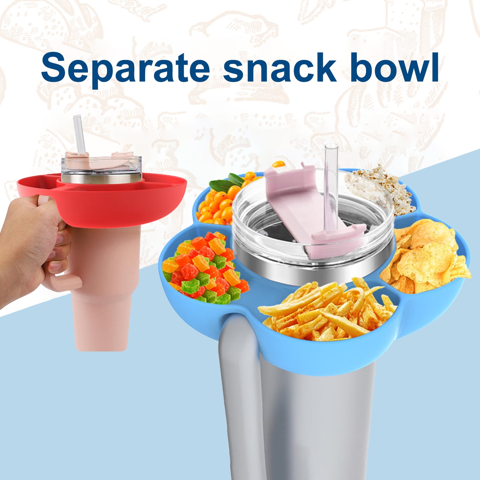 Mdesiwst Silicone Snack Platter 4/5 Compartment Plum/Round Blossom ...