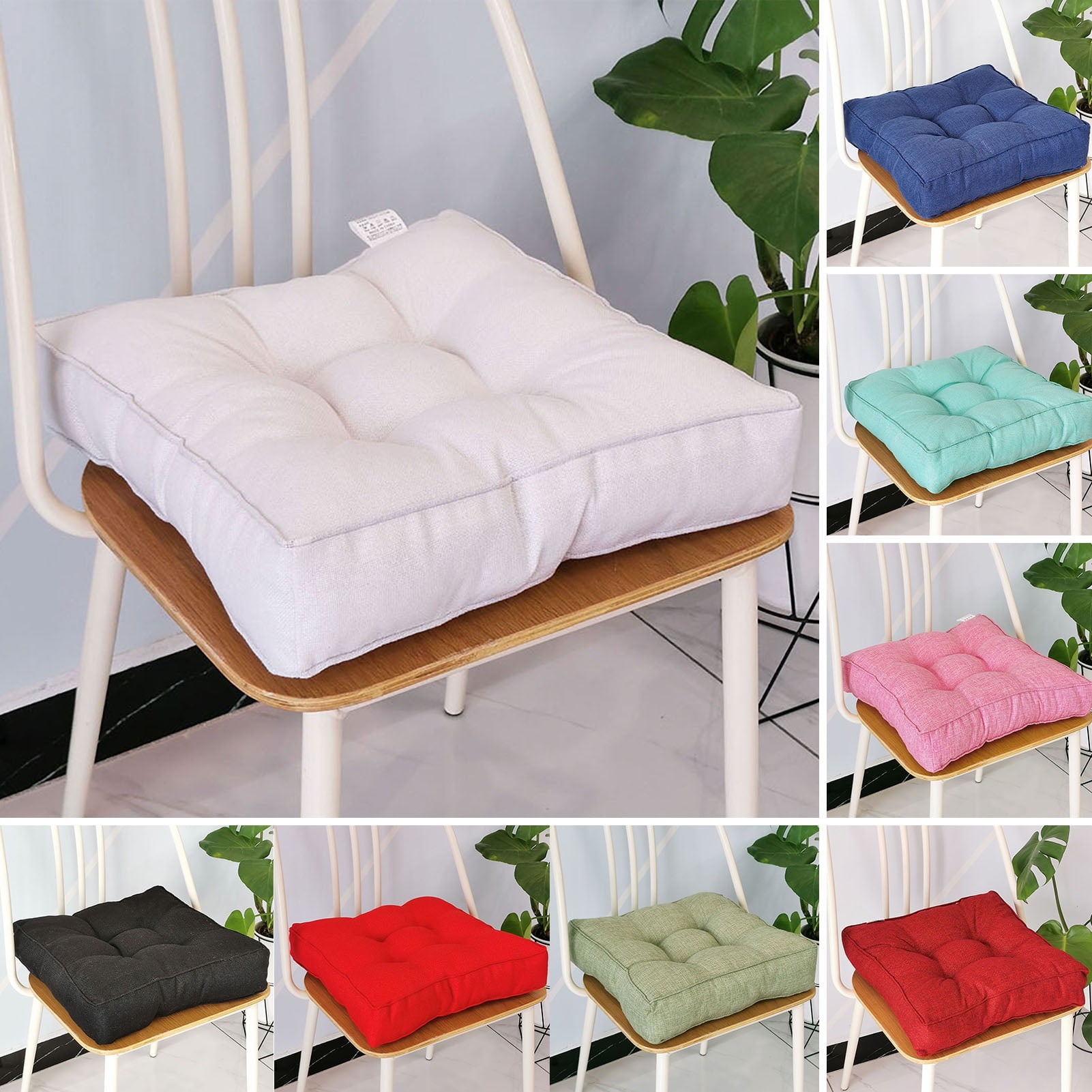 Mdesiwst Solid Color Square Seat Cushion Breathable Cotton Linen ...