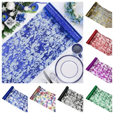 TETOU 2pcs Gold Table Runner 11*108" Sequin Glitter Foil Metallic Thin ...
