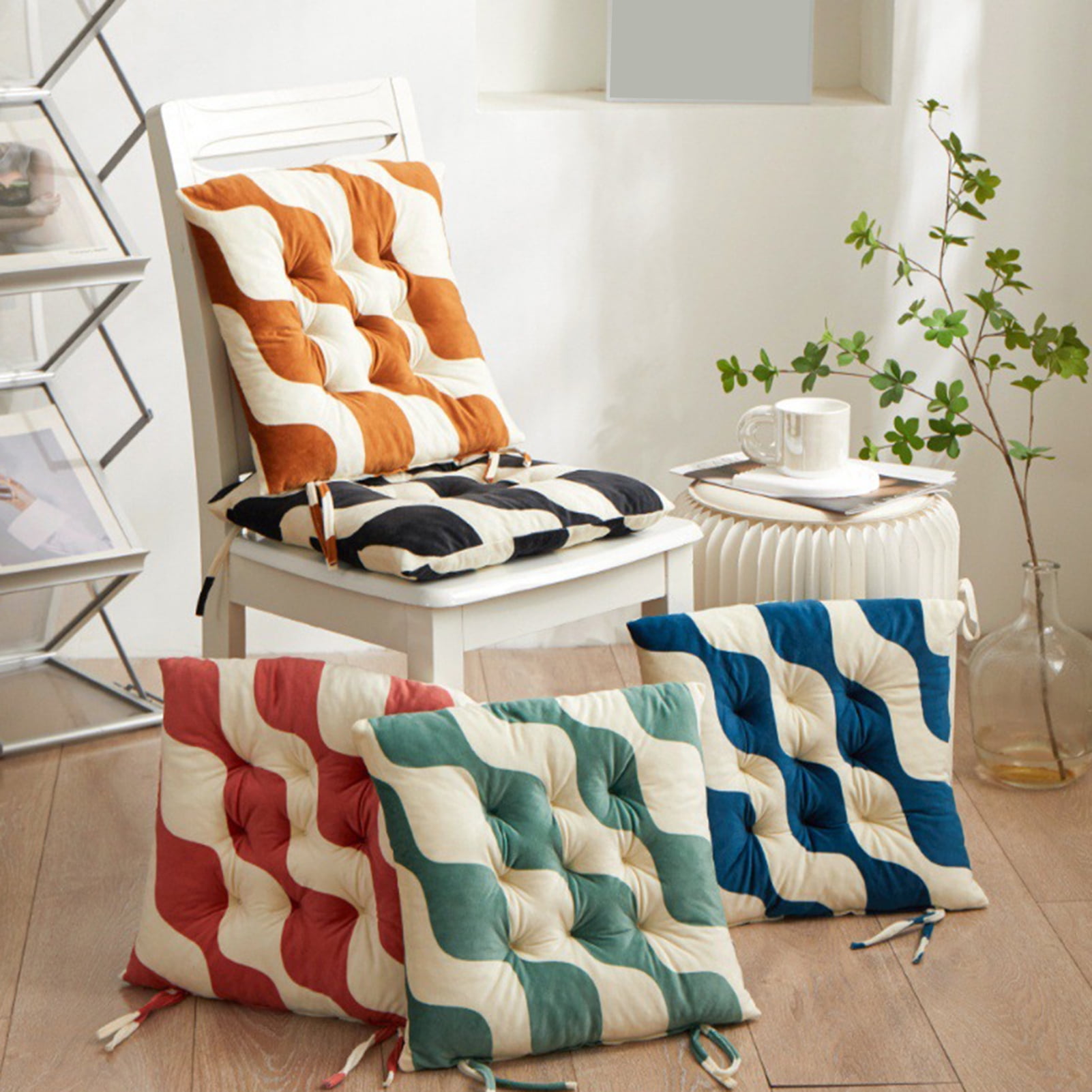 Mdesiwst Wave Pattern Square Cushion Pad Soft Fluffy Prevents ...