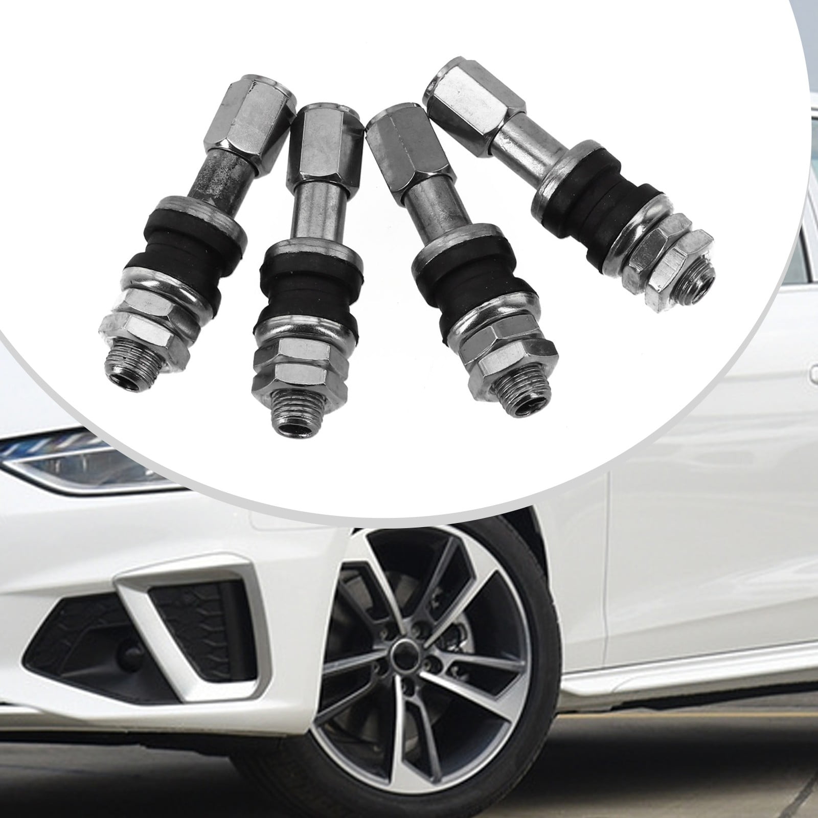 Mduoduo 01 4Pcs TR48e Bolt Screw On Tire Valve Stem Chrome Metal High ...