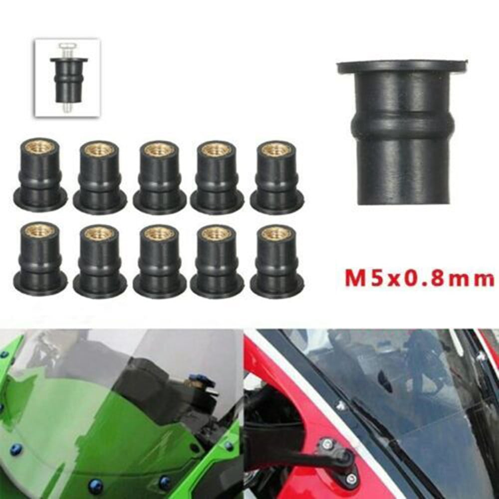 Mduoduo 10pcs Well Nut M5 Rubber Nut 5mm Metric Motorcycle Windshield ...