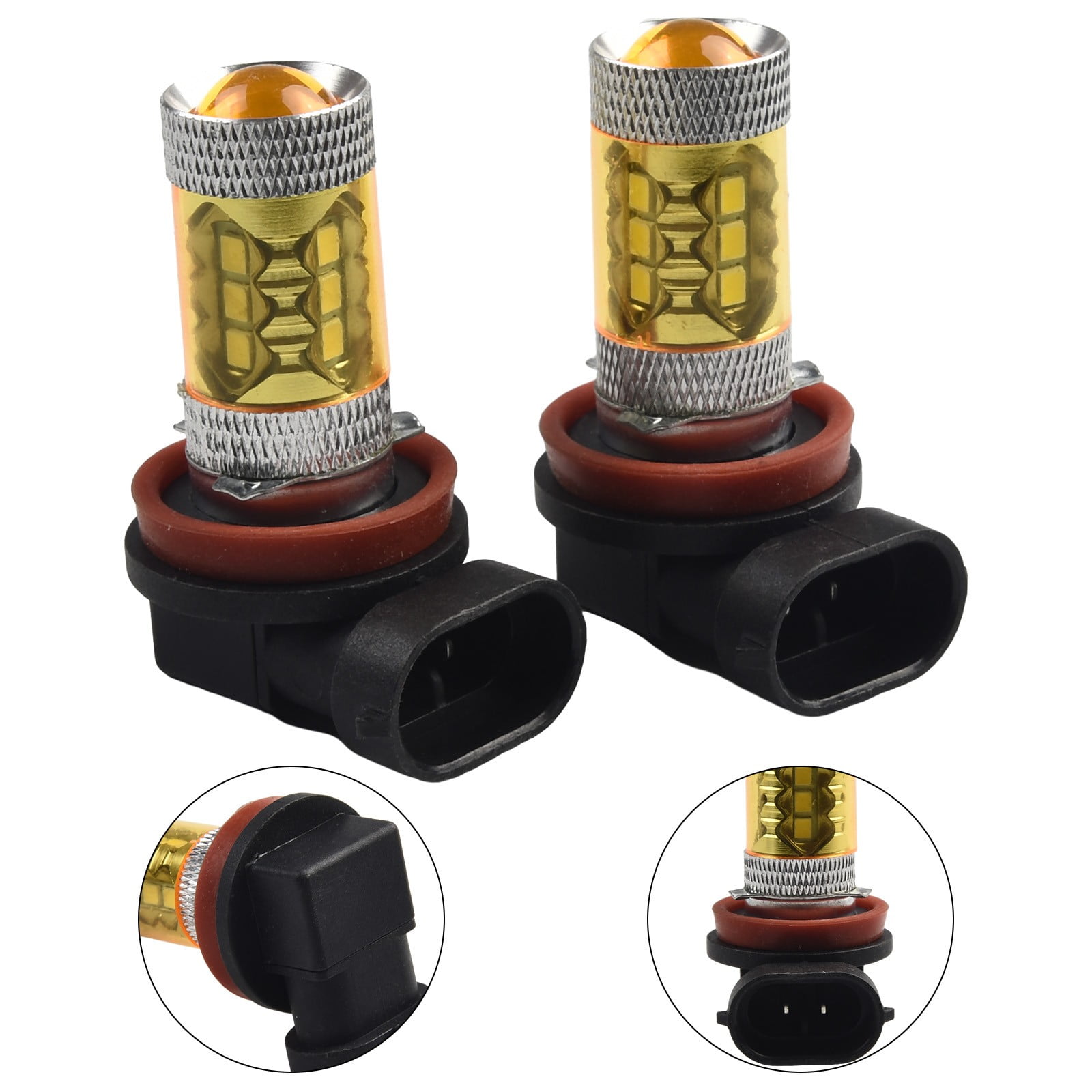 Mduoduo 12V H11 H8 Fog Lamp LED Bulbs 1500LM Golden Yellow Fog Light DRL Light High Power 80W ...