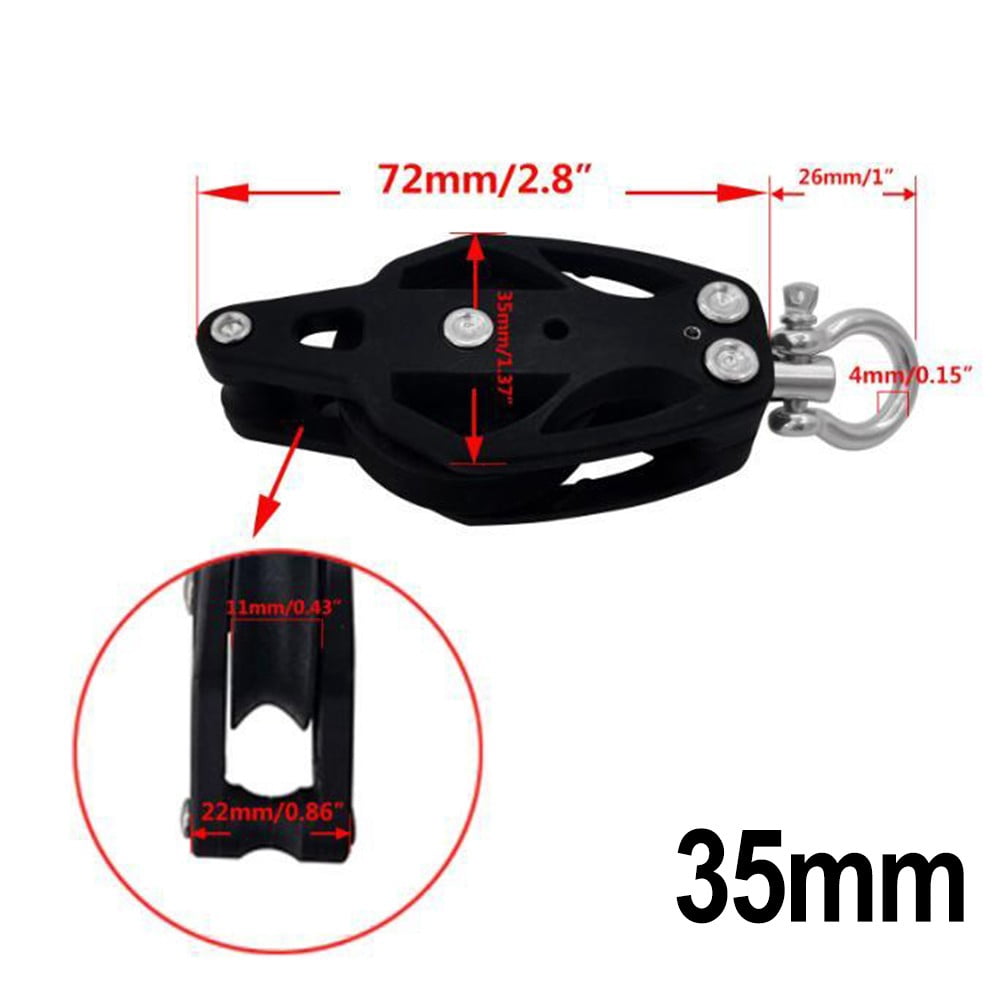 Mduoduo 35mm Swivel Sailing Block with Becket for Rigging Sailboat ...