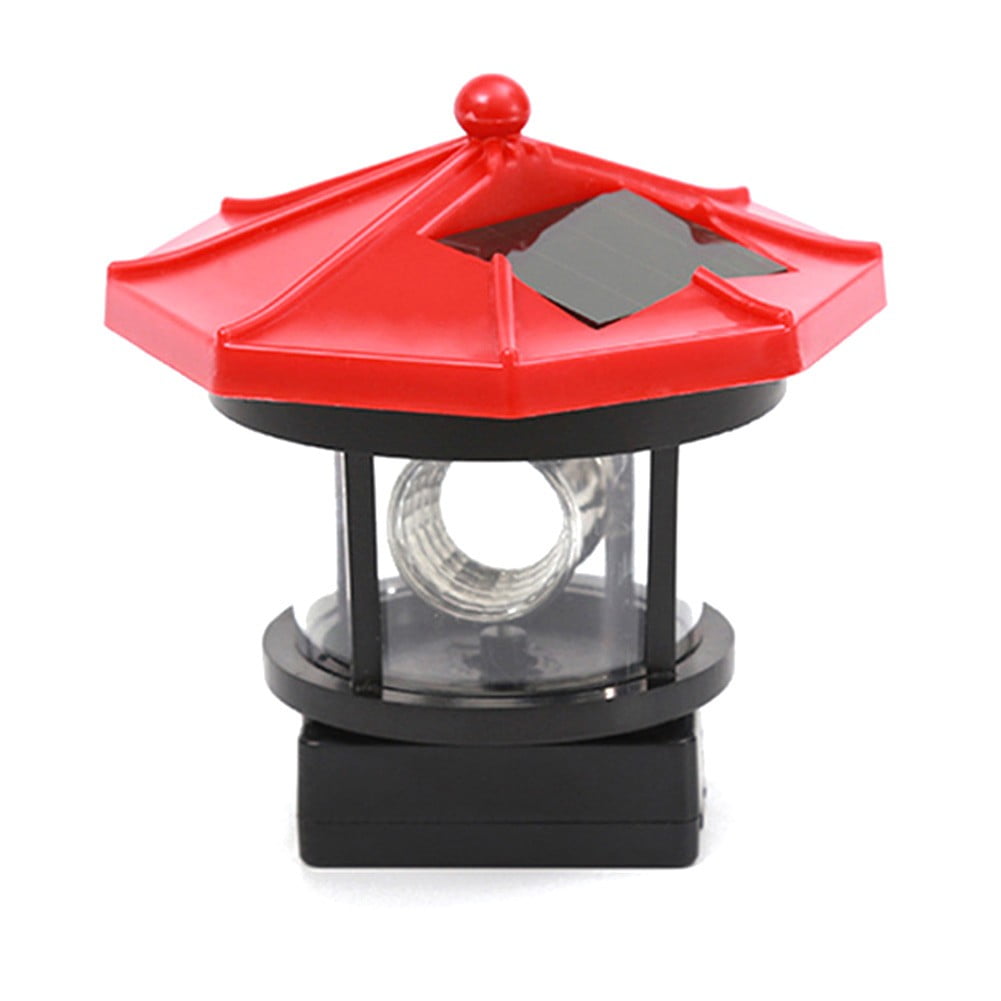 Mduoduo 360 Degree Rotating Solar Lighthouse Garden Lawn Light, Big Red ...