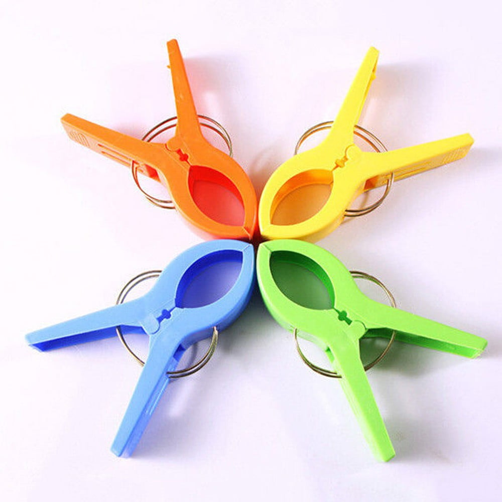 Mduoduo 4 Pcs Colorful Plastic Cloth Clips Windproof Clothes Pin with ...