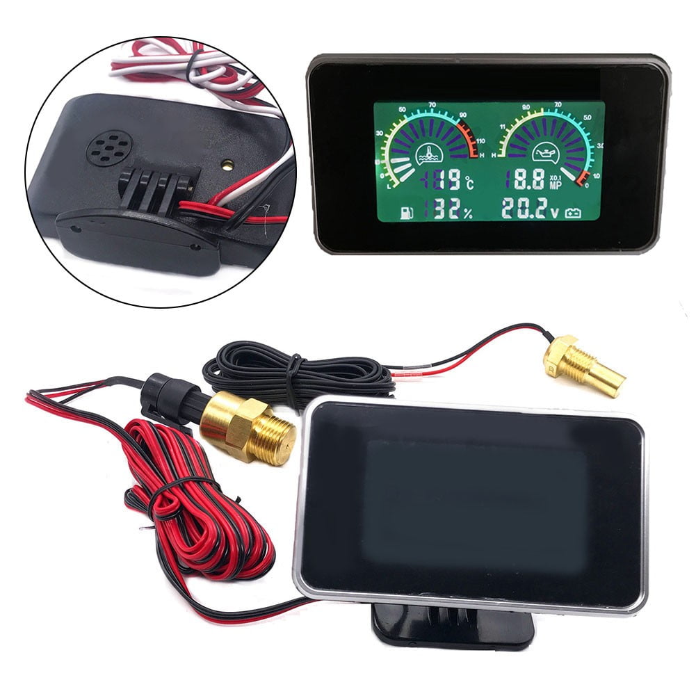 Mduoduo 4-in-1 Car LCD Meter Digital Oil Pressure Voltage Water ...