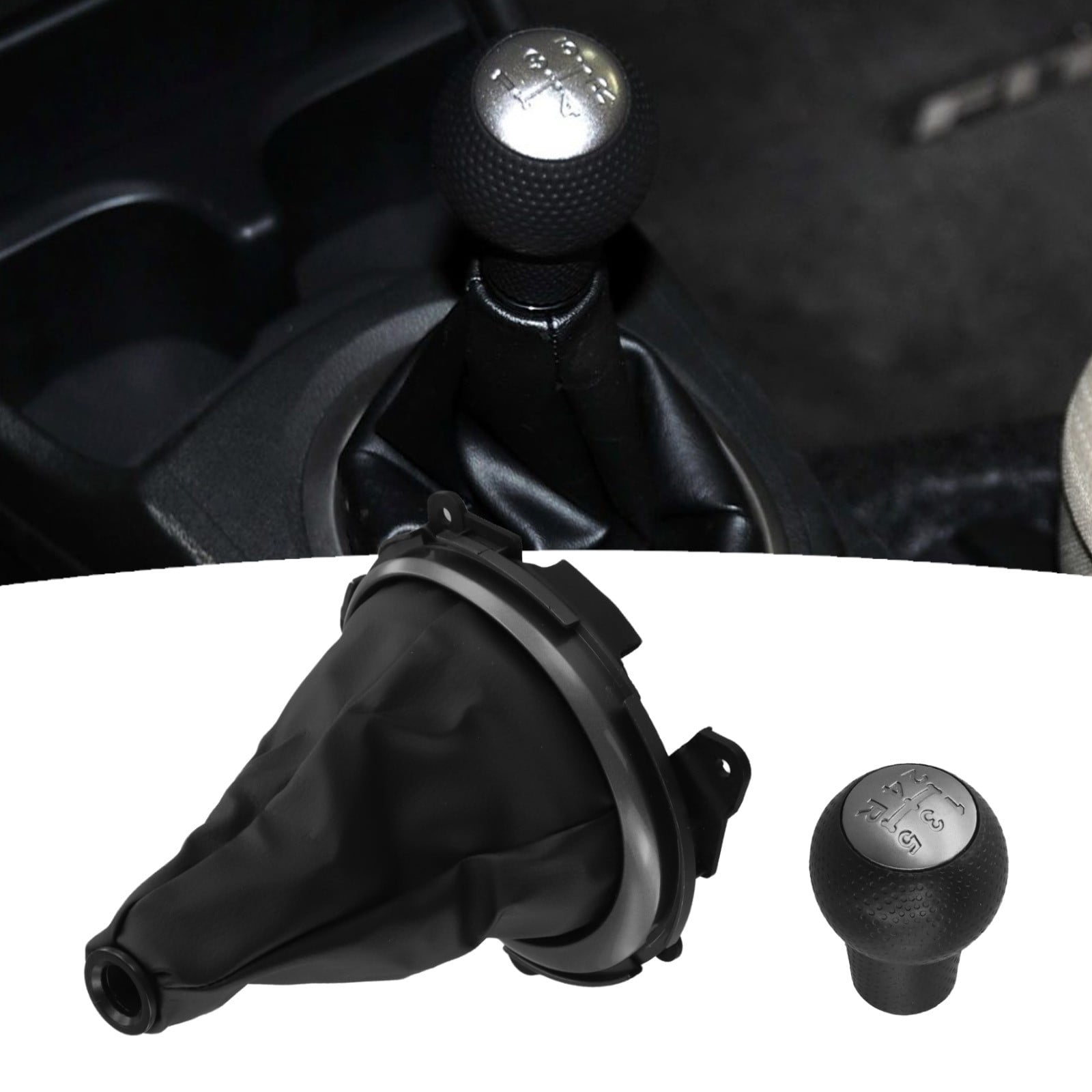 Mduoduo Aesthetic Black Leather Manual Gear Shifter Knob for Honda Fit ...