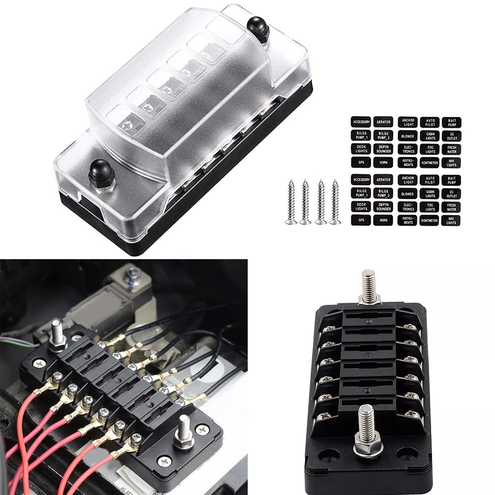 Mduoduo Fuse Holder ATO ATC KFZ 6 Way Car Fuse Box Truck Boat 12V / 24V ...