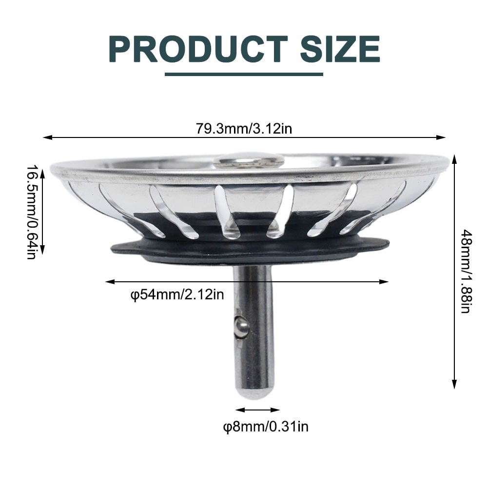 Mduoduo Kitchen Filter Waste Plug Silver, Premium Stainless Steel ...