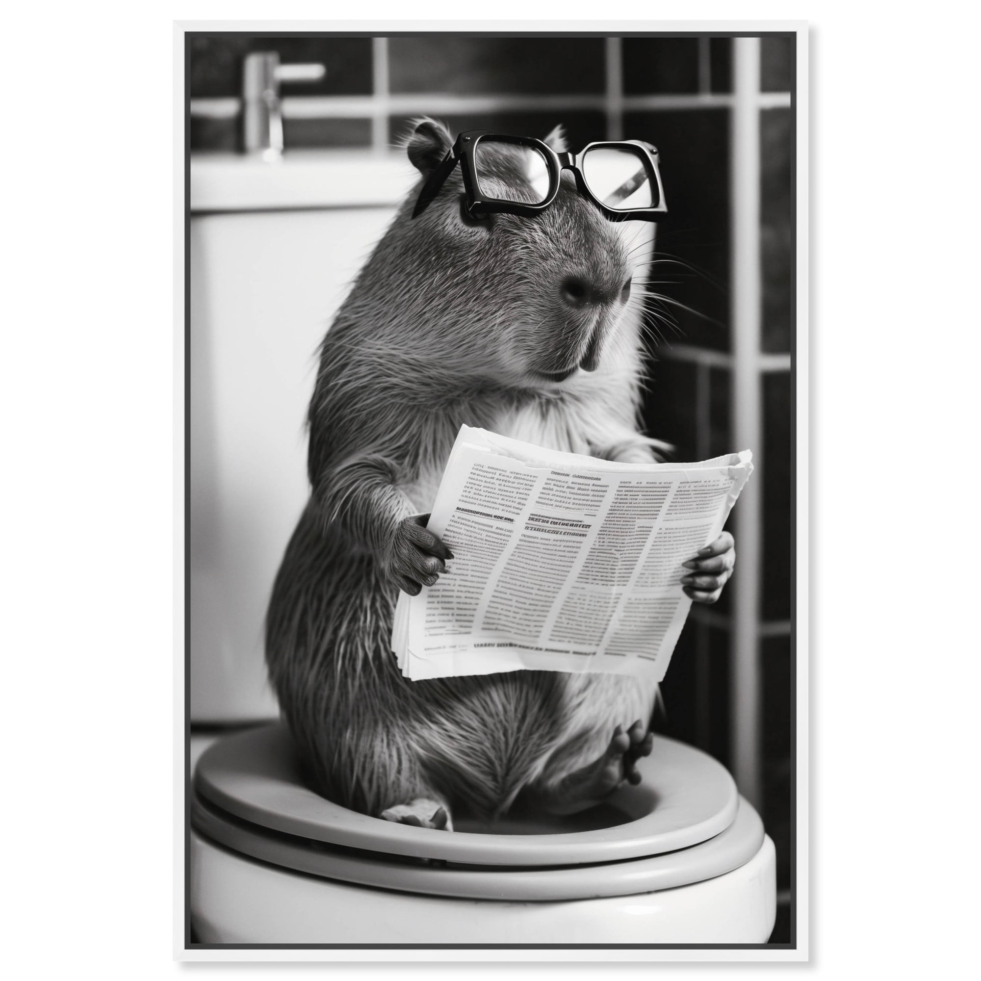 Me Time Capybara Canvas Funny Bathroom Art by Art Remedy, White Frame, 20" x 30" - Walmart.com