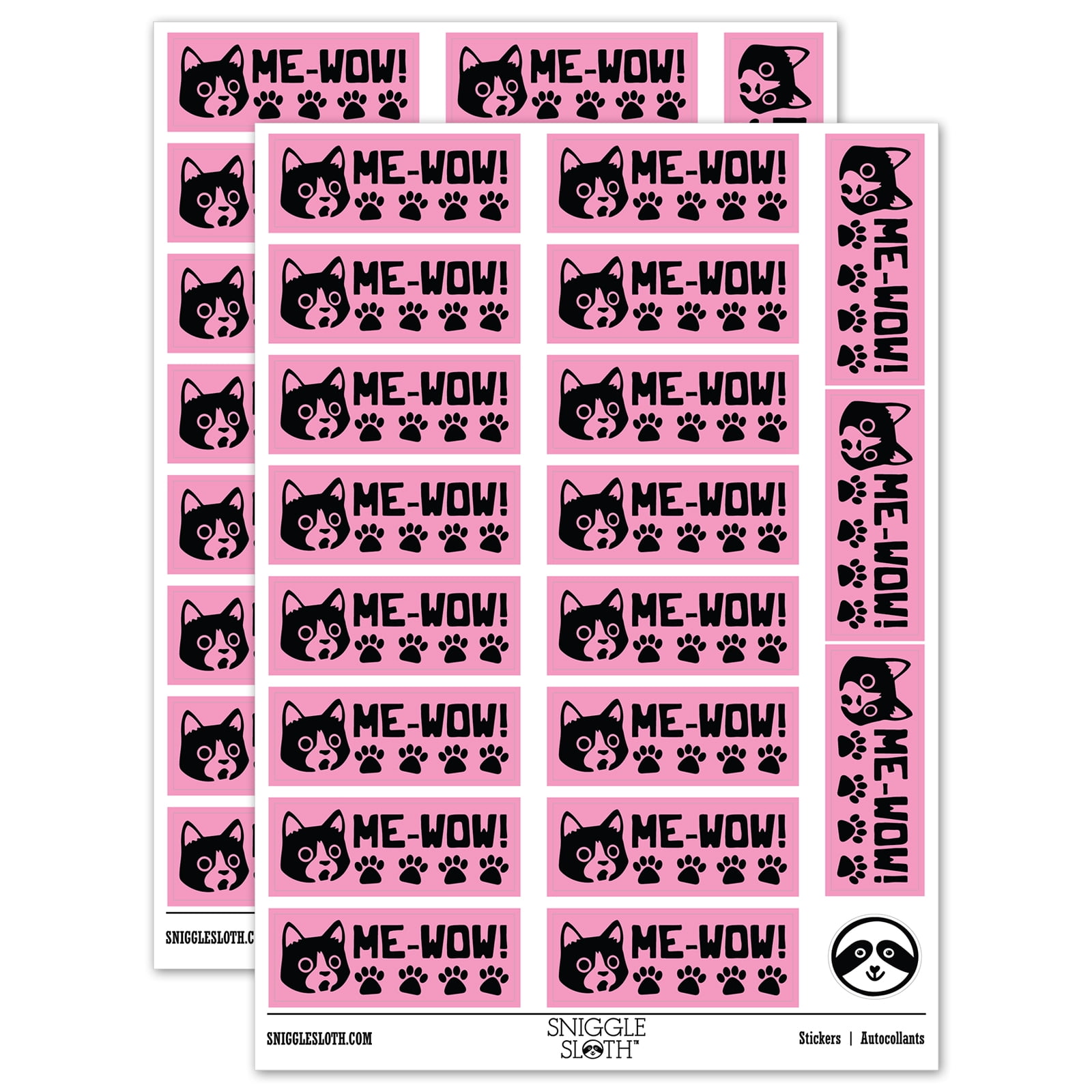 Me-wow Meow Cat Teacher Student School Sticker Set - Light Pink - Gloss ...