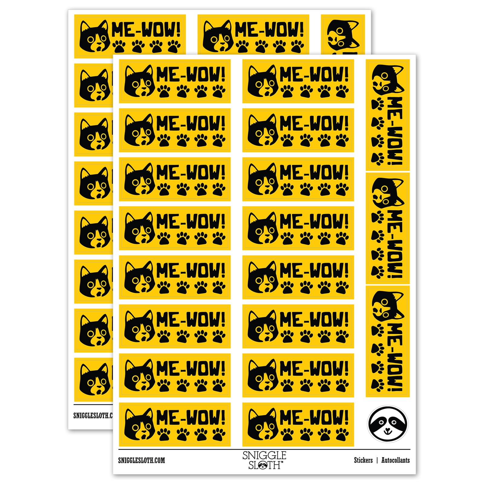 Me-wow Meow Cat Teacher Student School Sticker Set - Yellow - Gloss ...