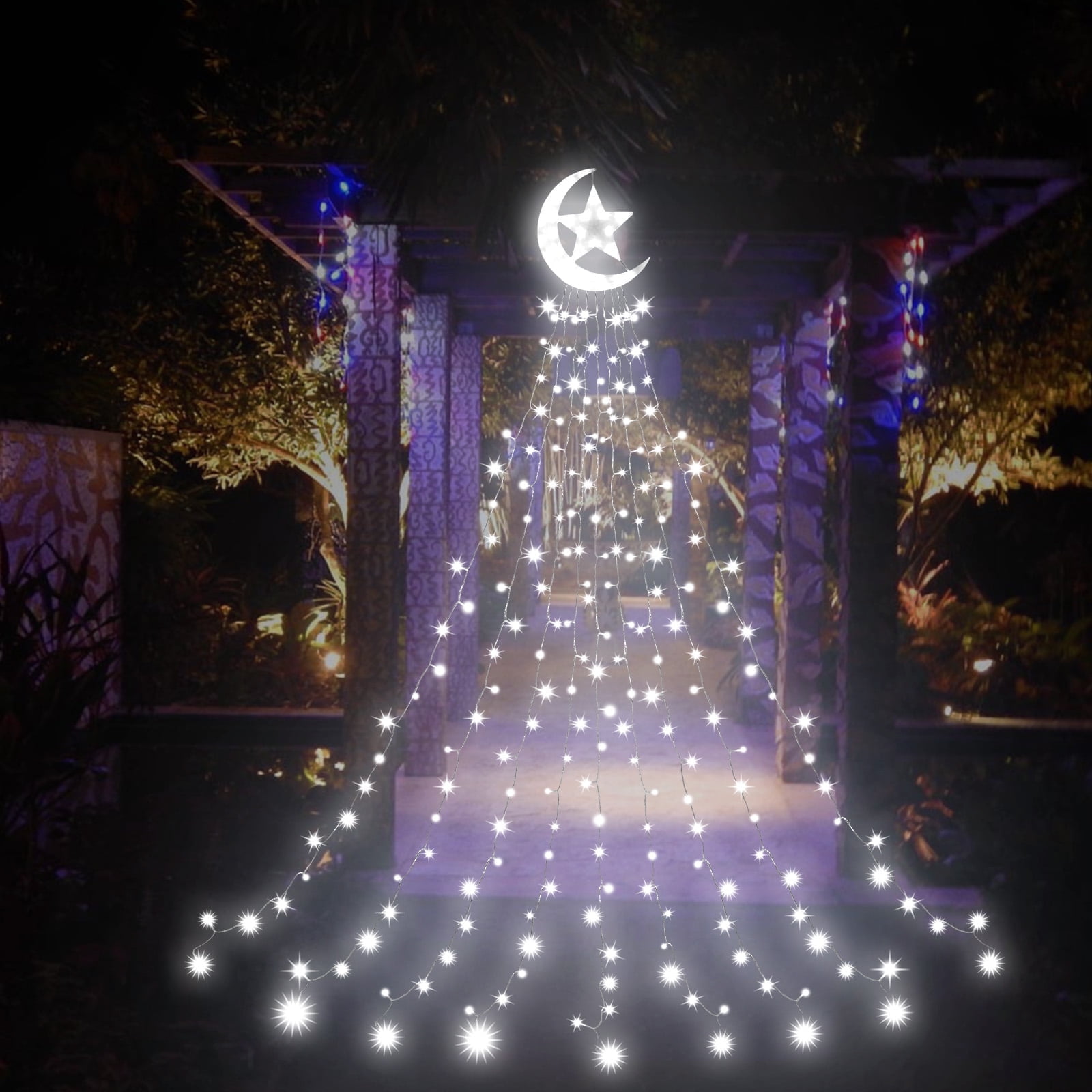 MeAddHome 350 LED String Waterfall Christmas Tree Lights with Topper ...