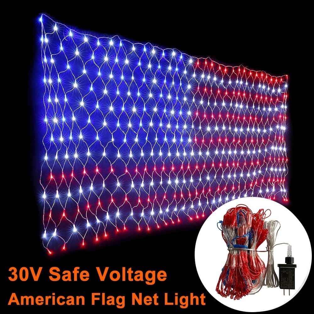 MeAddHome 390LEDs LED 110V 30V Voltage American Flag Net Light Large ...