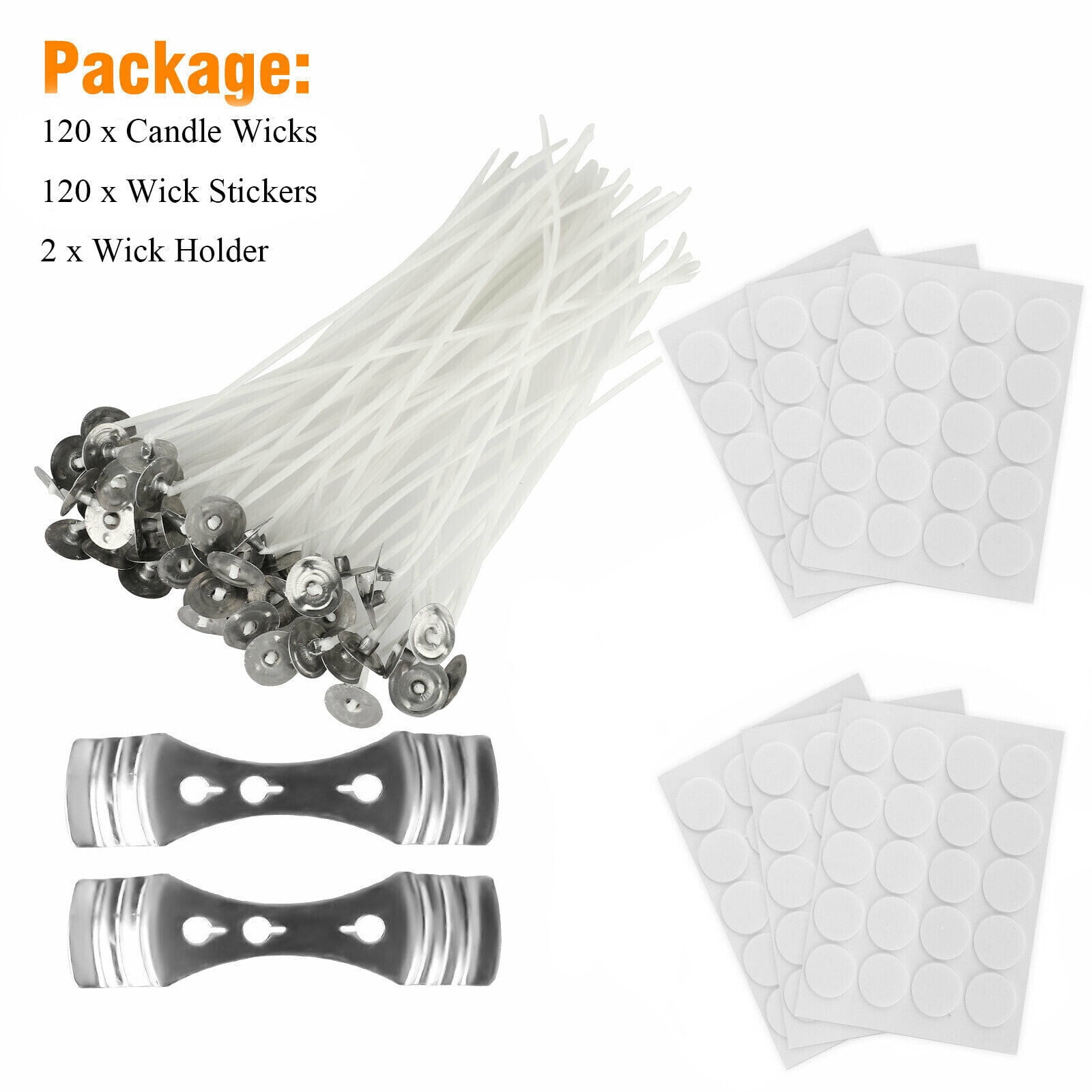 MeCids 120pcs 8 Inch Candle Wicks Kit Cotton Core Candle +Wick Sticker ...