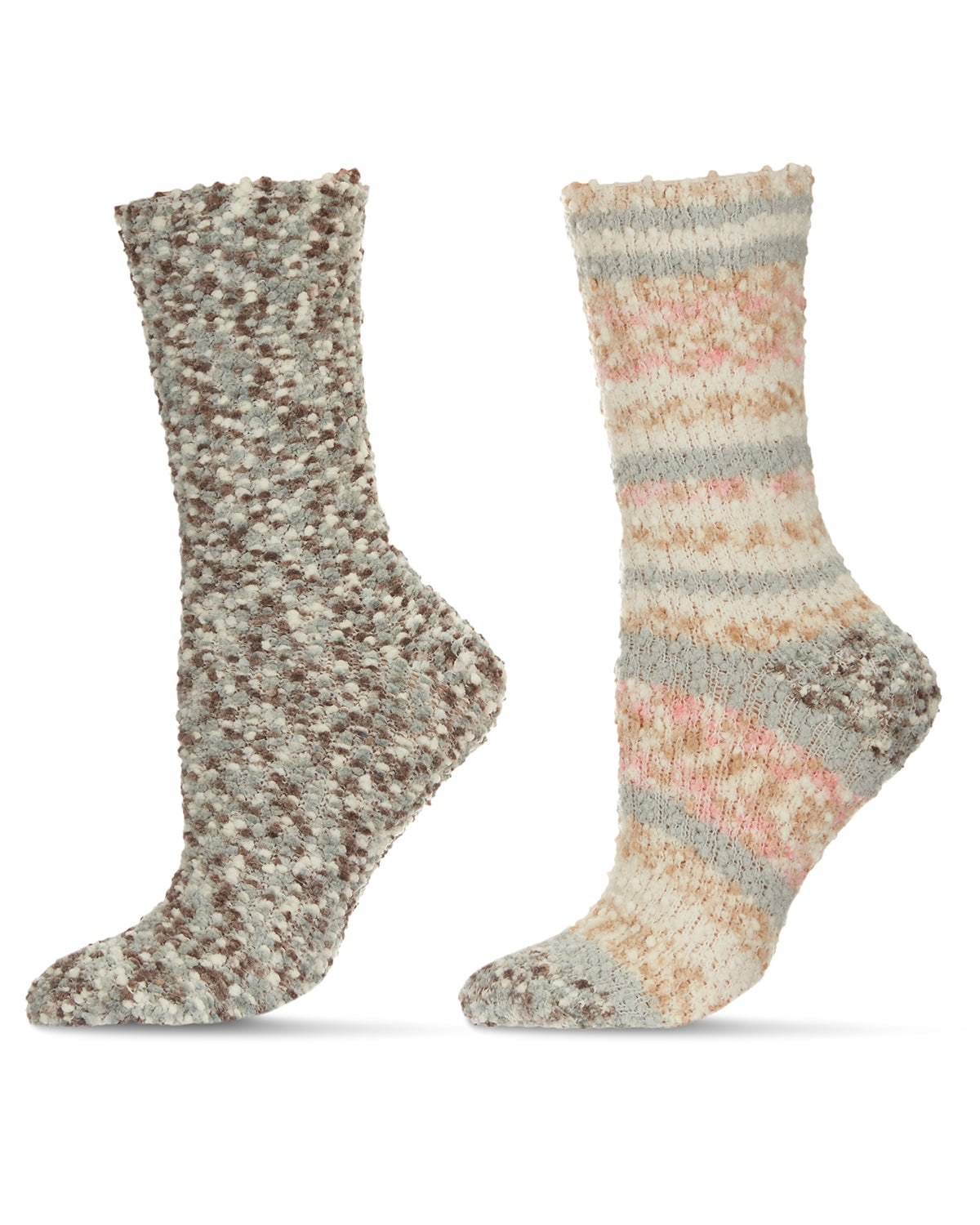 MeMoi 2 Pairs Women's Stripe Fuzzy Popcorn Cozy Socks - Mens - Male ...
