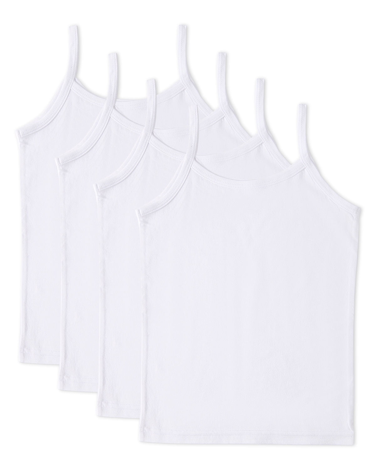 MeMoi 4 Pack Cotton Rich Solid White Layering Camis - Girls - Female ...