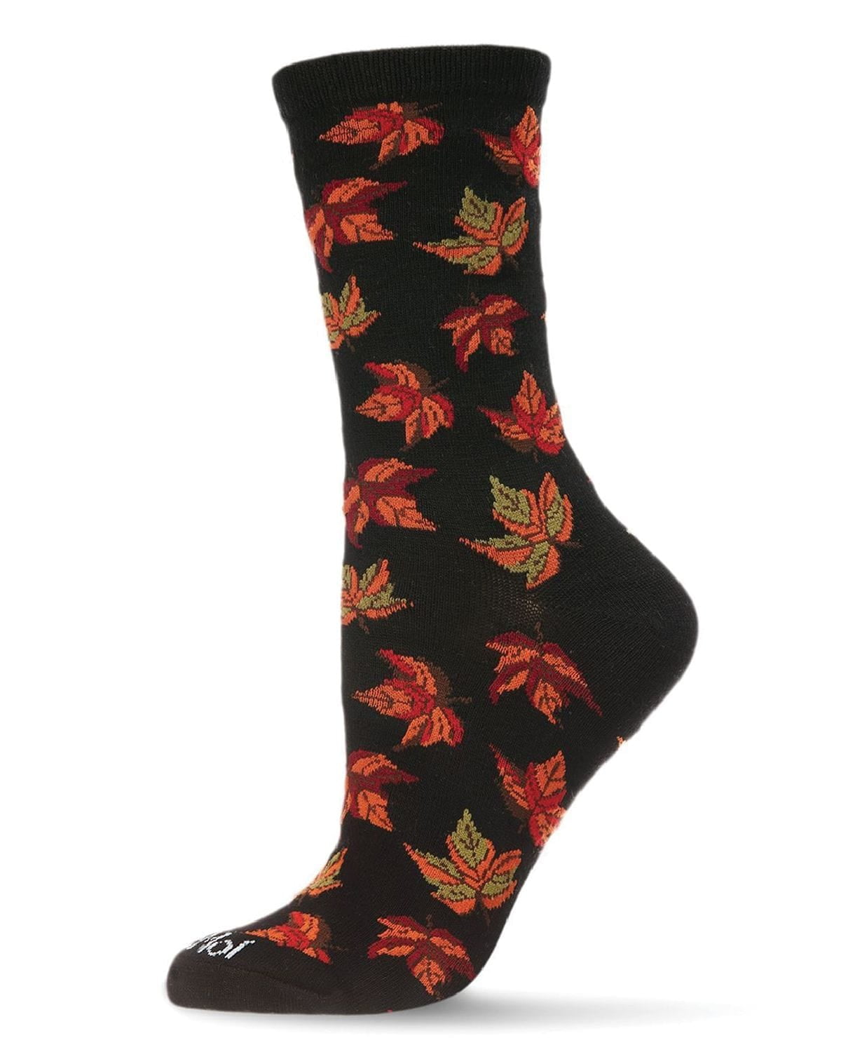 MeMoi Women's Autumn Falling Leaves Bamboo Blend Crew Socks - Womens ...