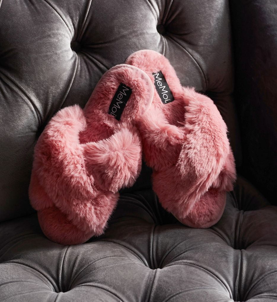 Women's MeMoi MZP05445 Beverly Faux Fur Open Toe Plush Slipper (Mauve S ...