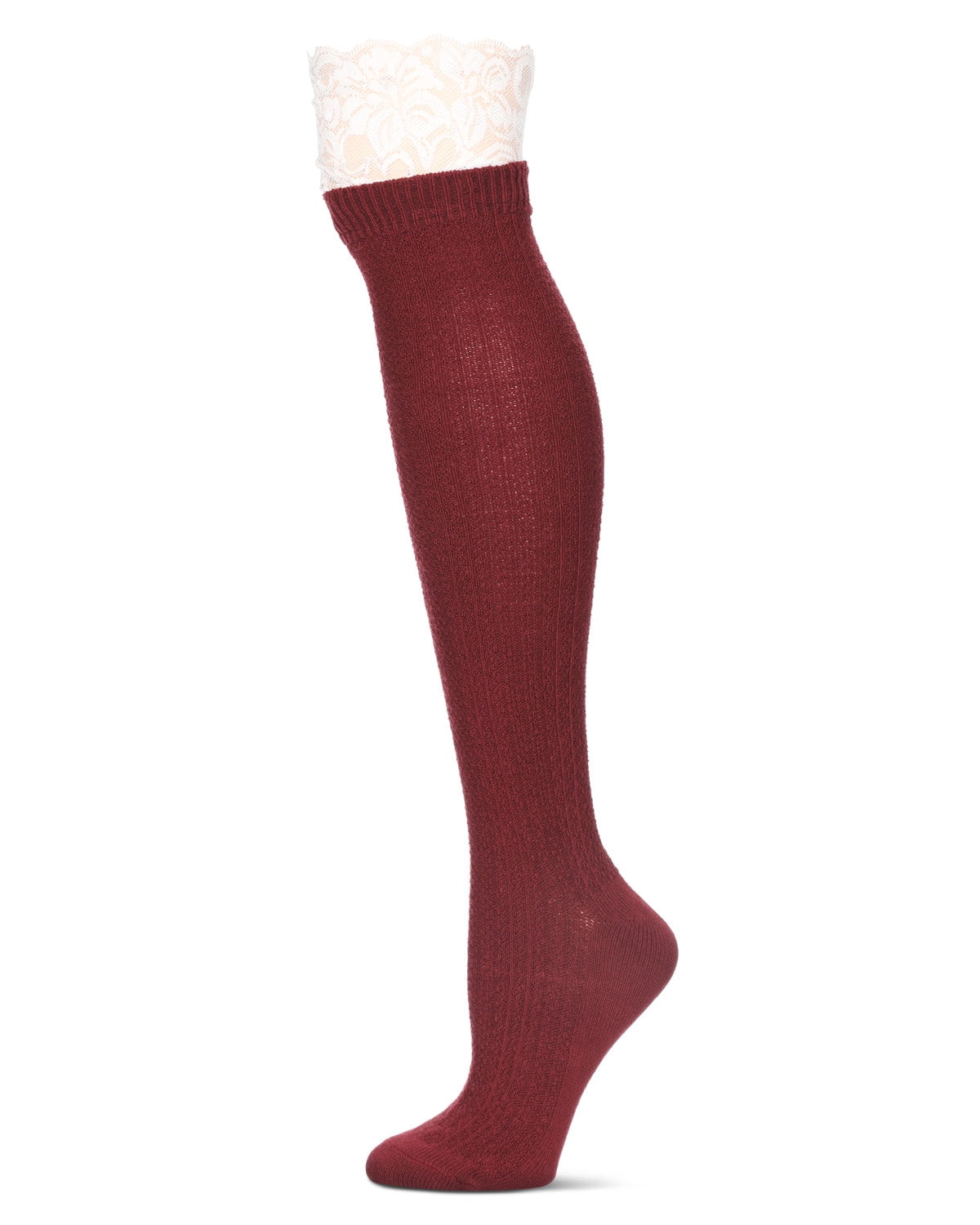 MeMoi Braided Tracks Over The Knee Warm Combed Cotton Socks - Womens ...