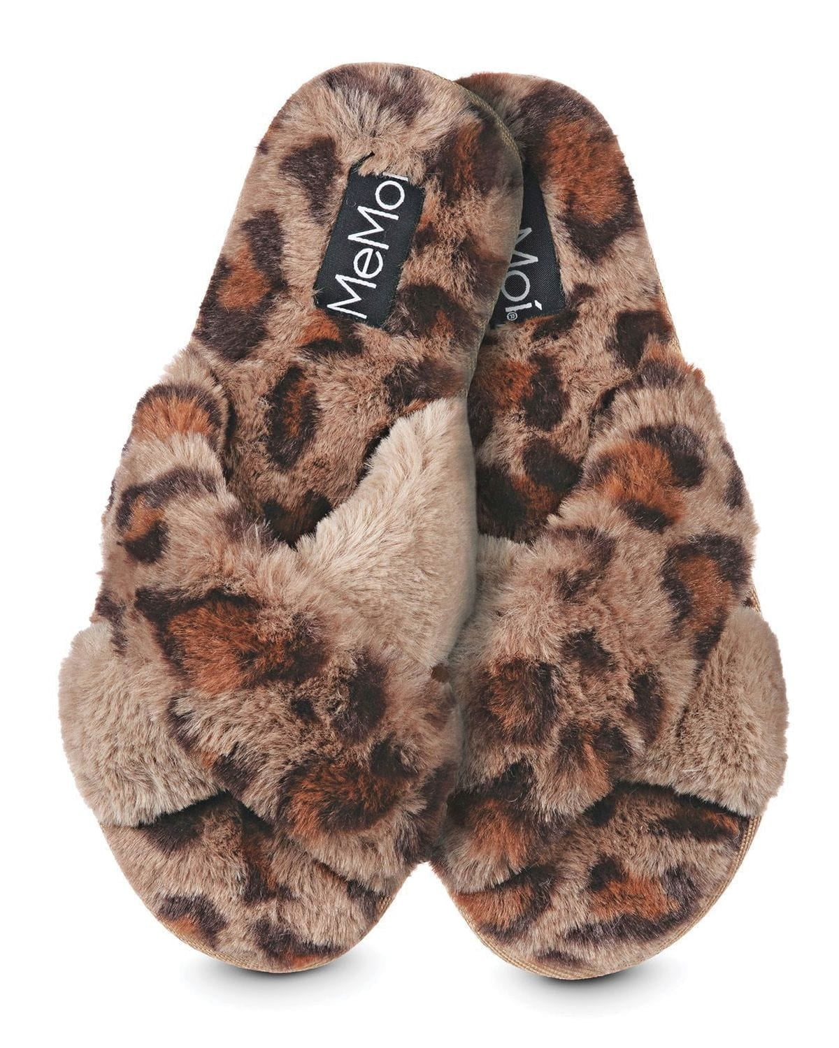 MeMoi Cheetah Crossover Open Toe Plush Slippers - Womens - Female ...