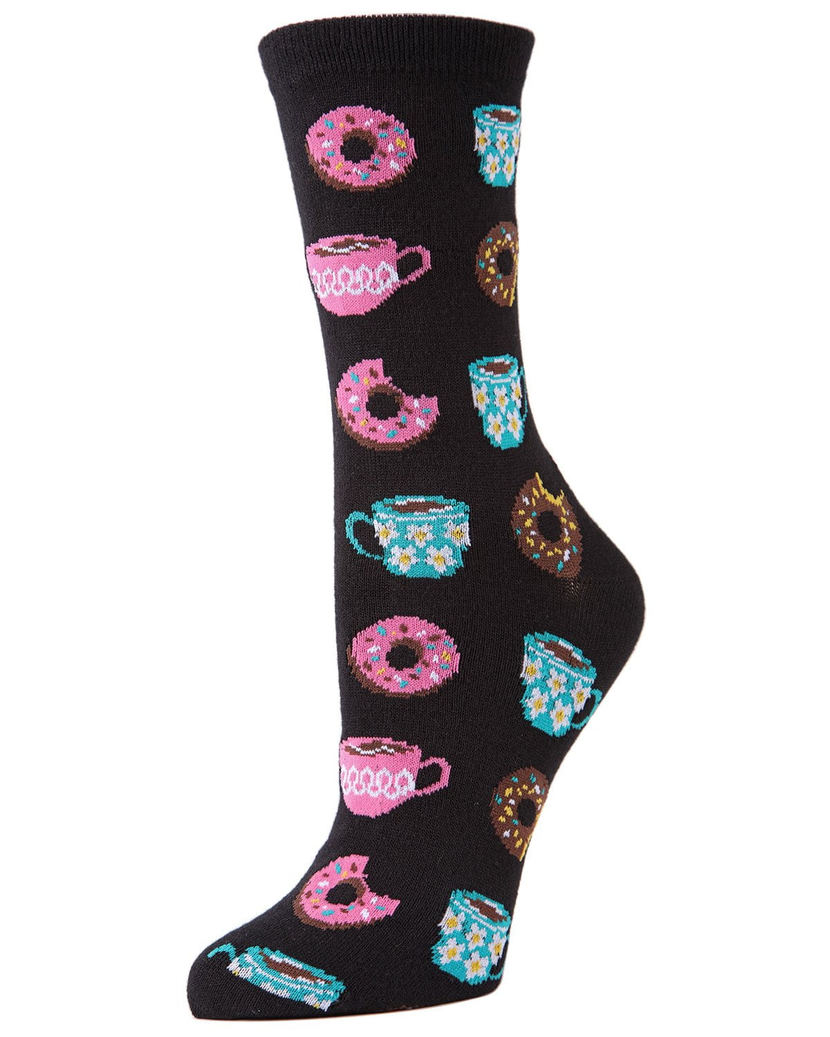 MeMoi Coffee & Donut Breakfast Bamboo Blend Crew Novelty Socks - Womens ...