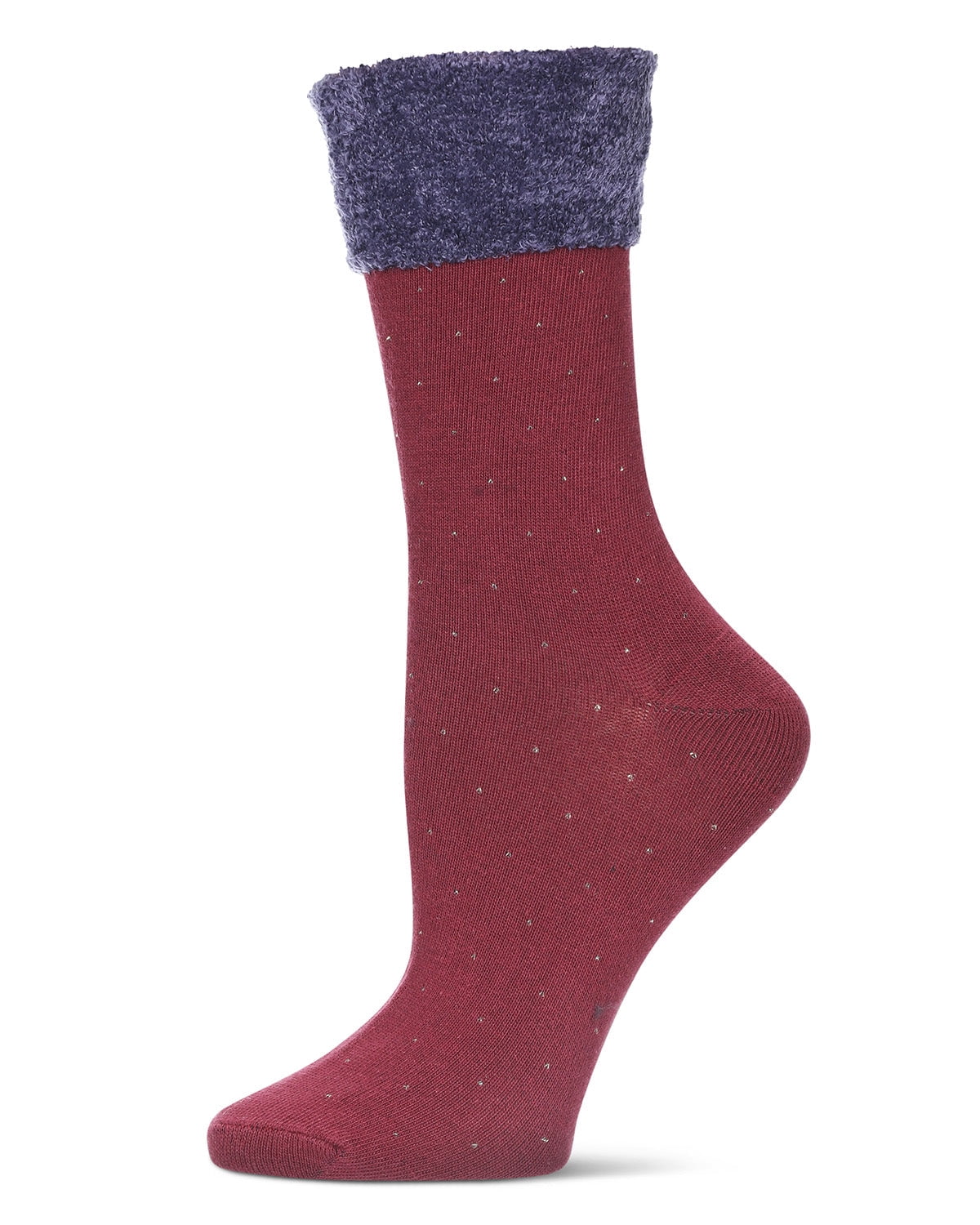 MeMoi Costelle Pindot Fuzzy Cuff Cotton Blend Crew Socks - Womens ...