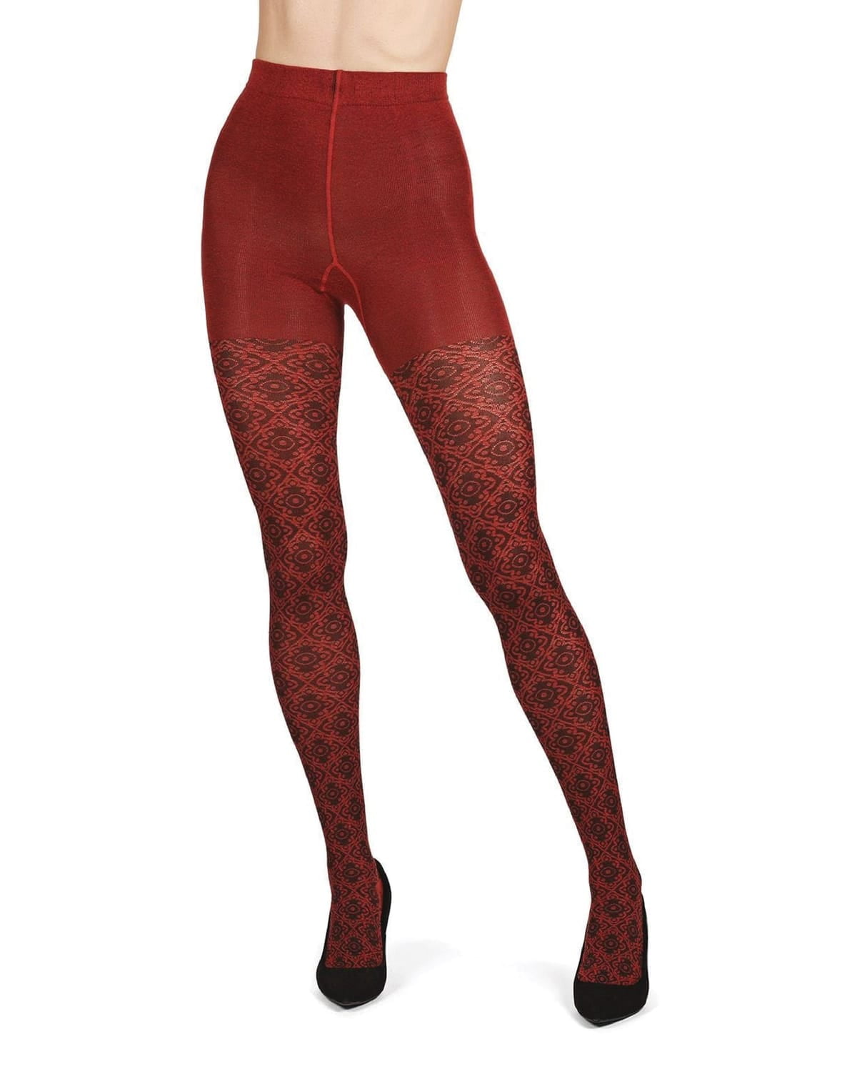 MeMoi Diamond Pattern Swirl Cotton Blend Women's Sweater Tights ...