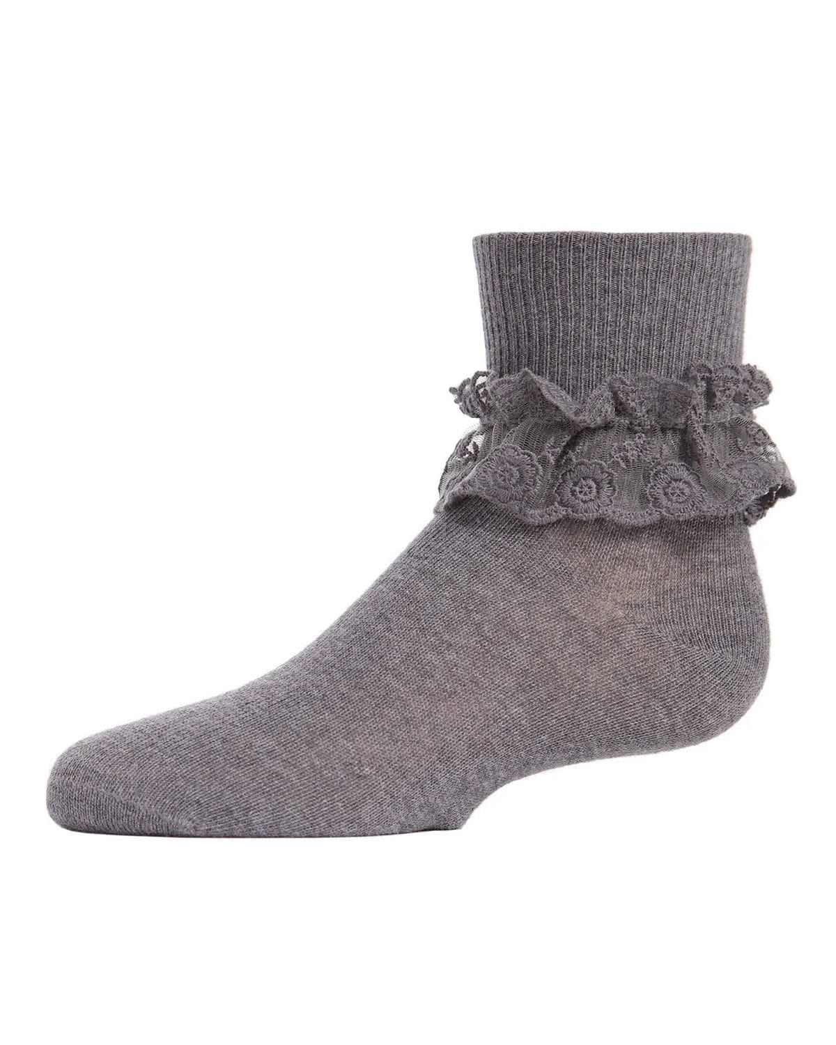 MeMoi Girls Layered-Lace Ruffle-Trim Cotton-Rich Ankle Sock - Girls ...