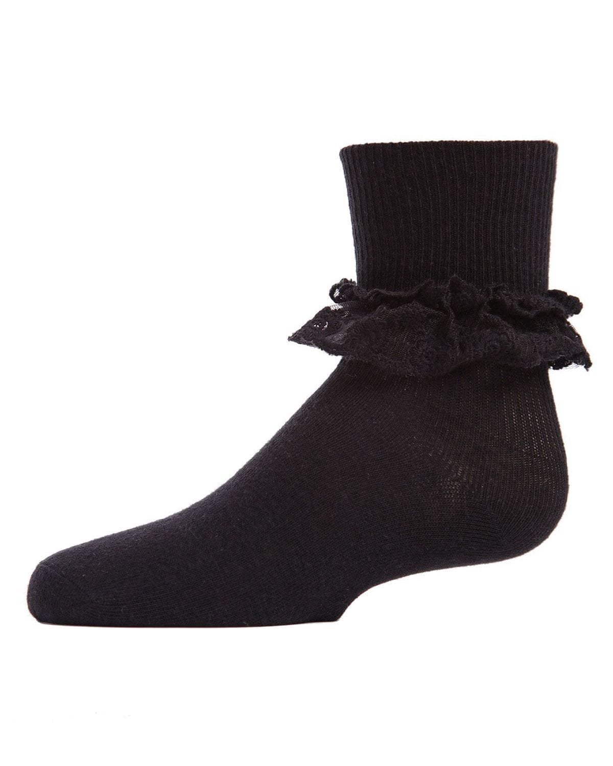 MeMoi Girls Layered-Lace Ruffle-Trim Cotton-Rich Ankle Sock - Girls ...