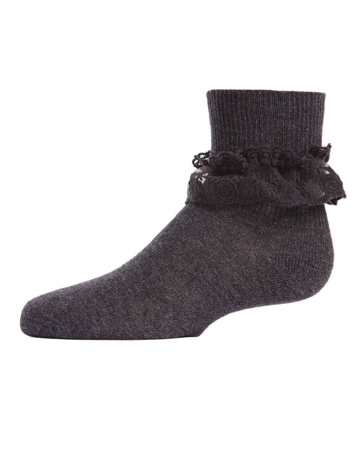 MeMoi Girls Layered-Lace Ruffle-Trim Cotton-Rich Ankle Sock - Girls ...