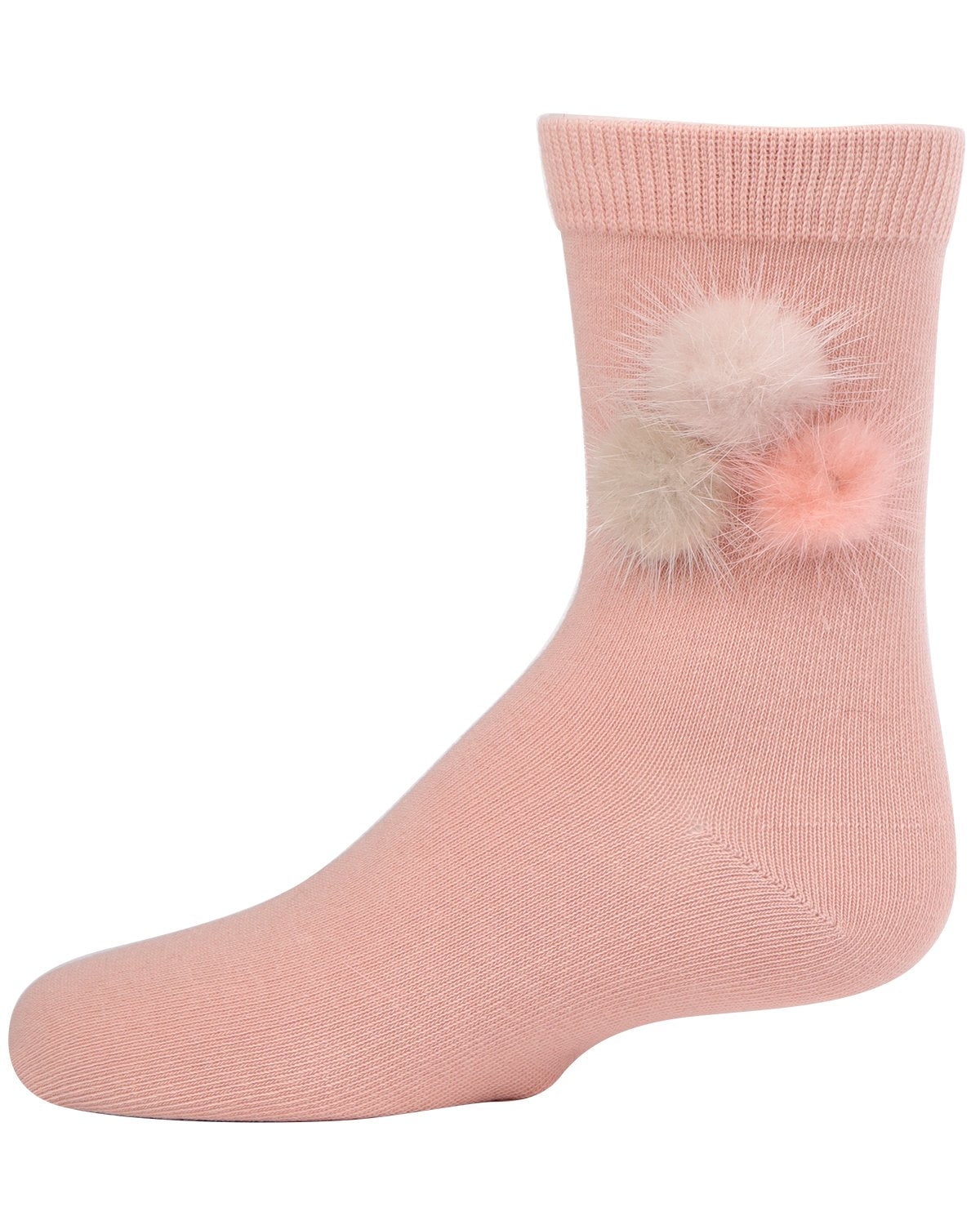 MeMoi Fluffy Trio Pom-Pom Cotton Blend Crew Socks - Girls - Female, 4 ...