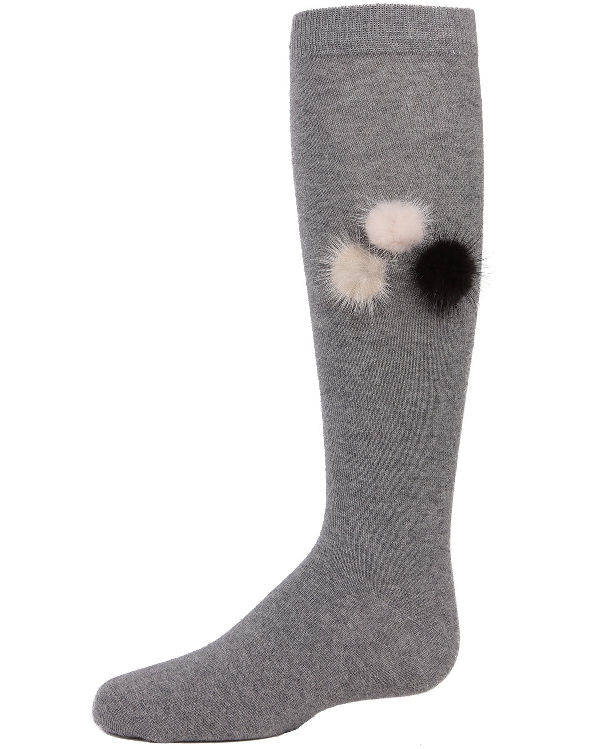 MeMoi Fuzzy and Fun Girls Pom-Pom Cotton Blend Knee Socks - Girls ...