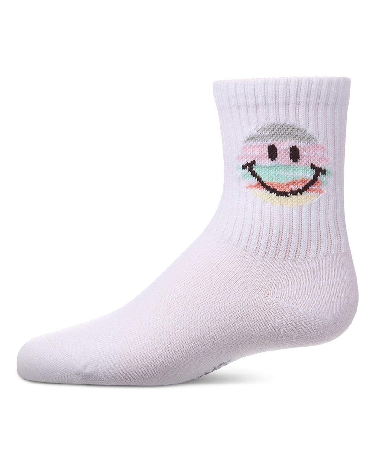 MeMoi Girls "Colorful Smiley Face" Pointelle Ribbed Cotton-Rich Novelty ...