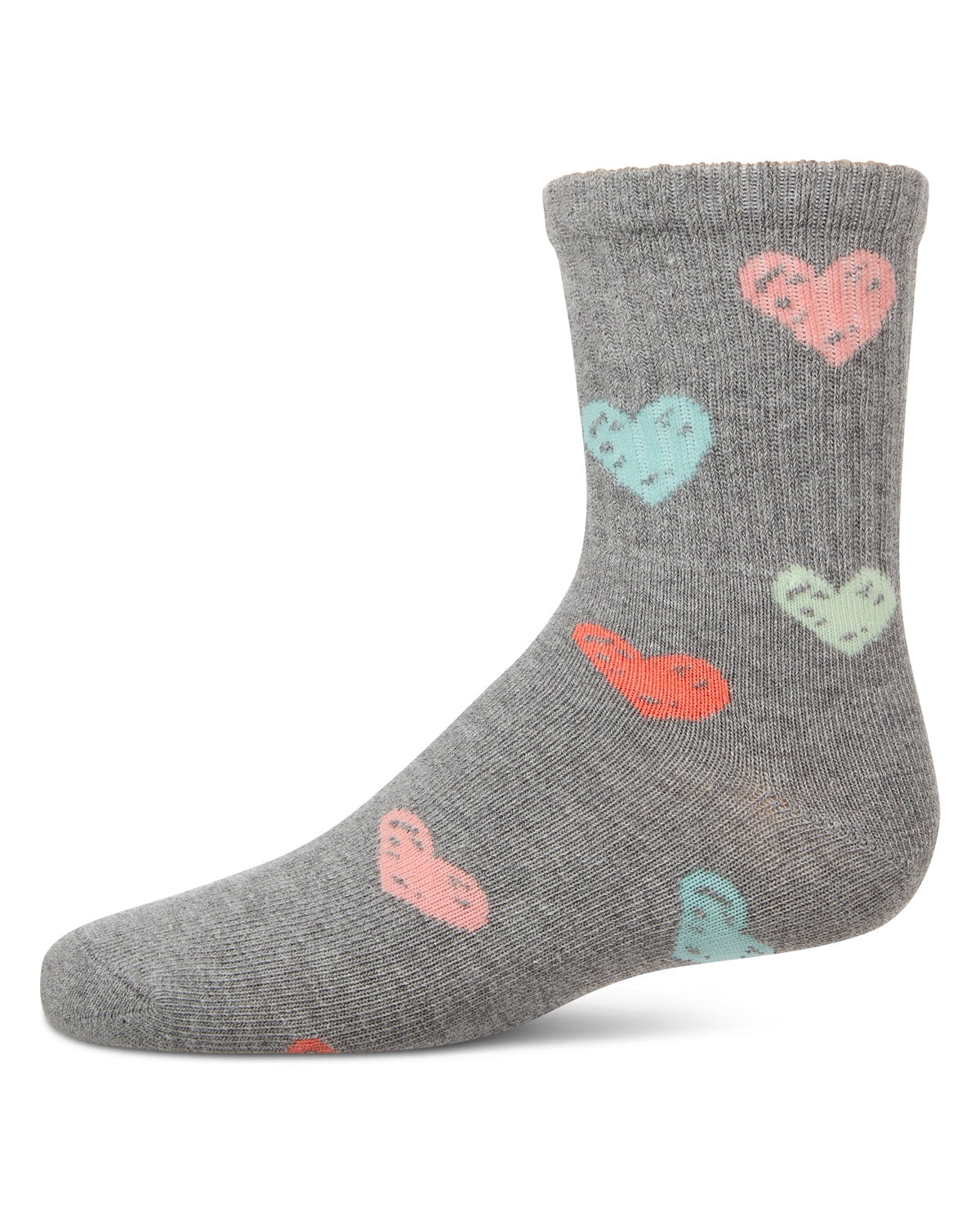 MeMoi Girls Cozy Ribbed Cotton Blend "Graffiti Heart" Crew Sock - Girls ...