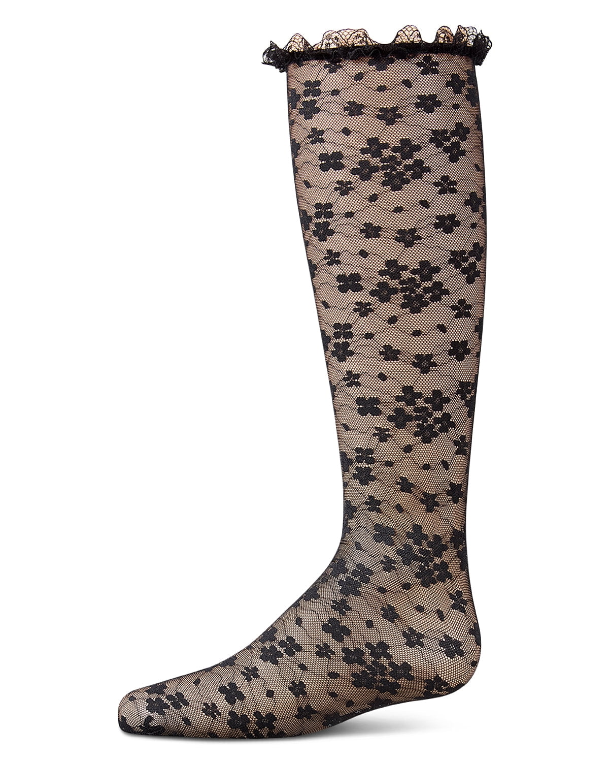 MeMoi Girls Floral Lace Mesh Knee High Sock - Girls - Female, 0, White ...
