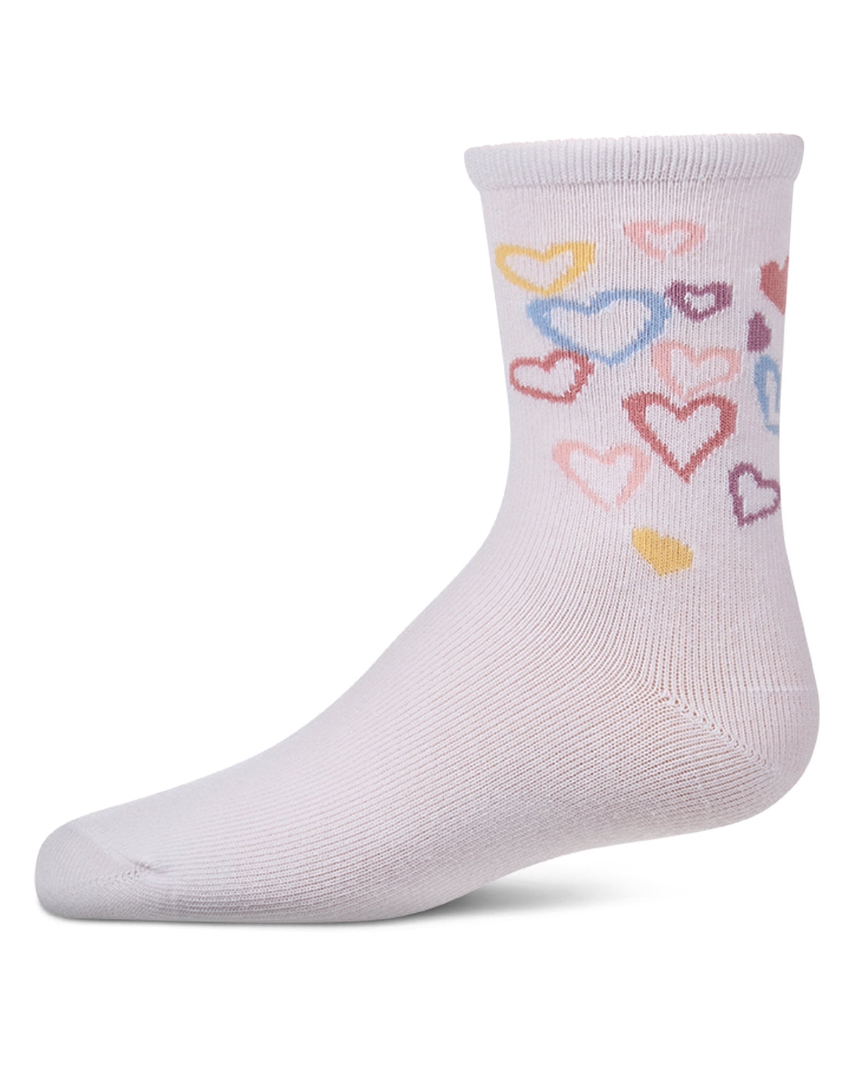 MeMoi Girls "Overlapping Fun Hearts" Cotton-Rich Novelty Crew Sock ...