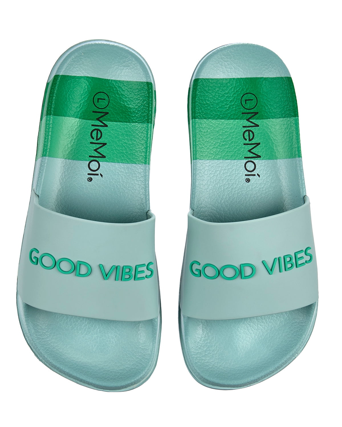 MeMoi Girls Striped Super-Soft "Good Vibes" Slide Sandal - Walmart.com