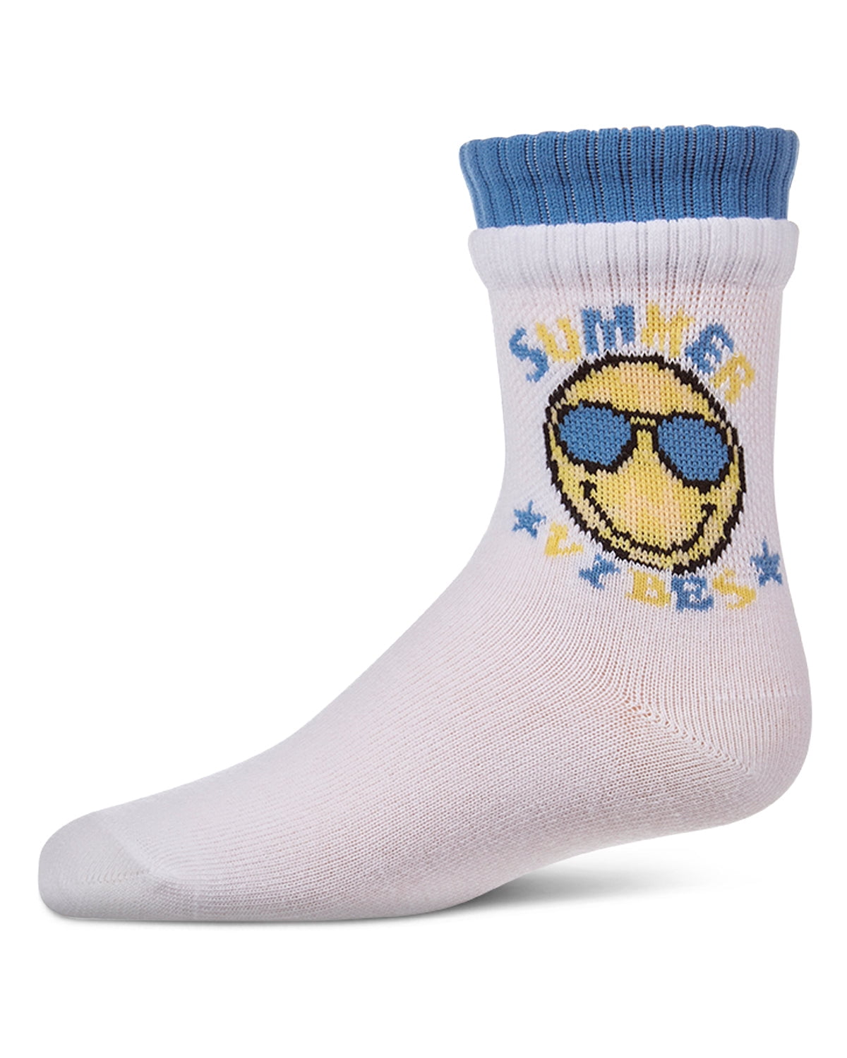 MeMoi Girls "Summer Vibes" Cotton Blend Double-Layer-Look Crew Sock ...