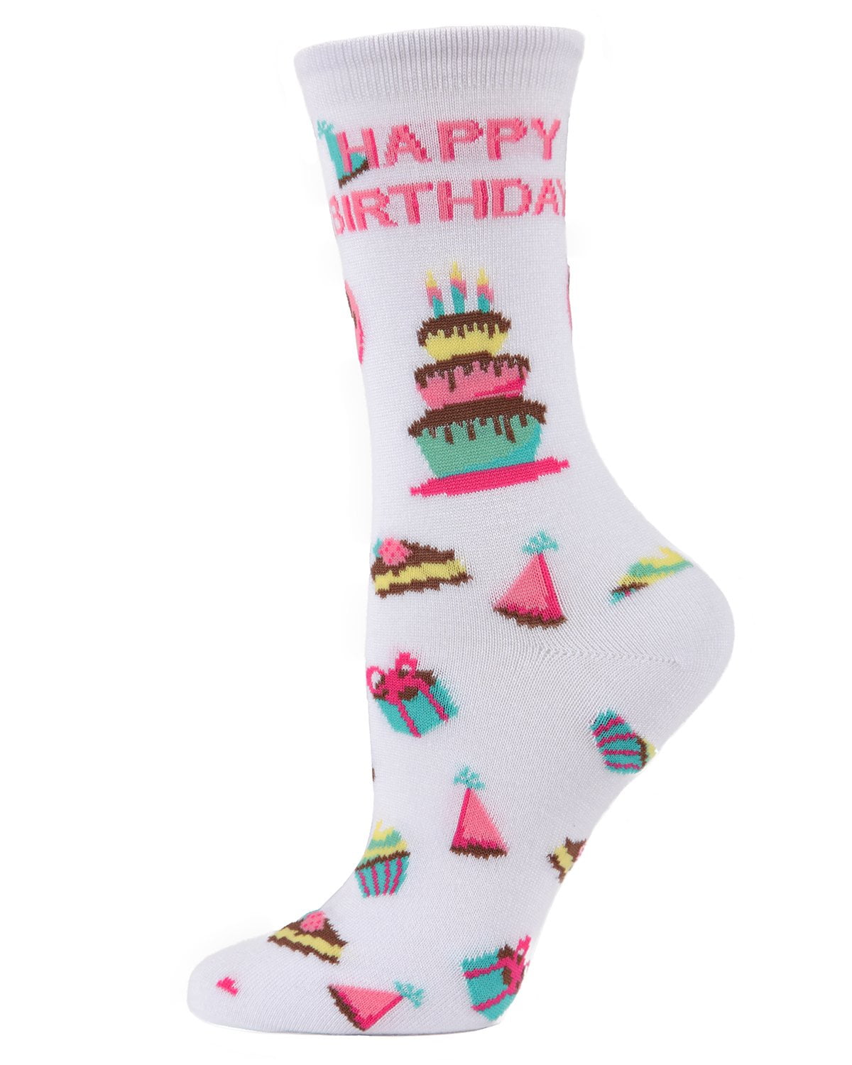 MeMoi Happy Birthday Bamboo Blend Crew Novelty Socks - Womens - Female ...