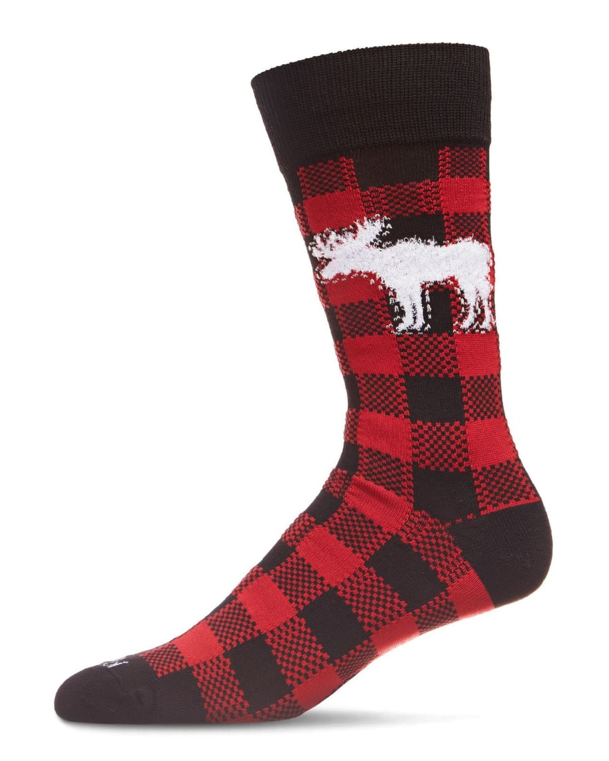 MeMoi Men's Buffalo Plaid Checked Moose Holiday Crew Socks - Mens ...