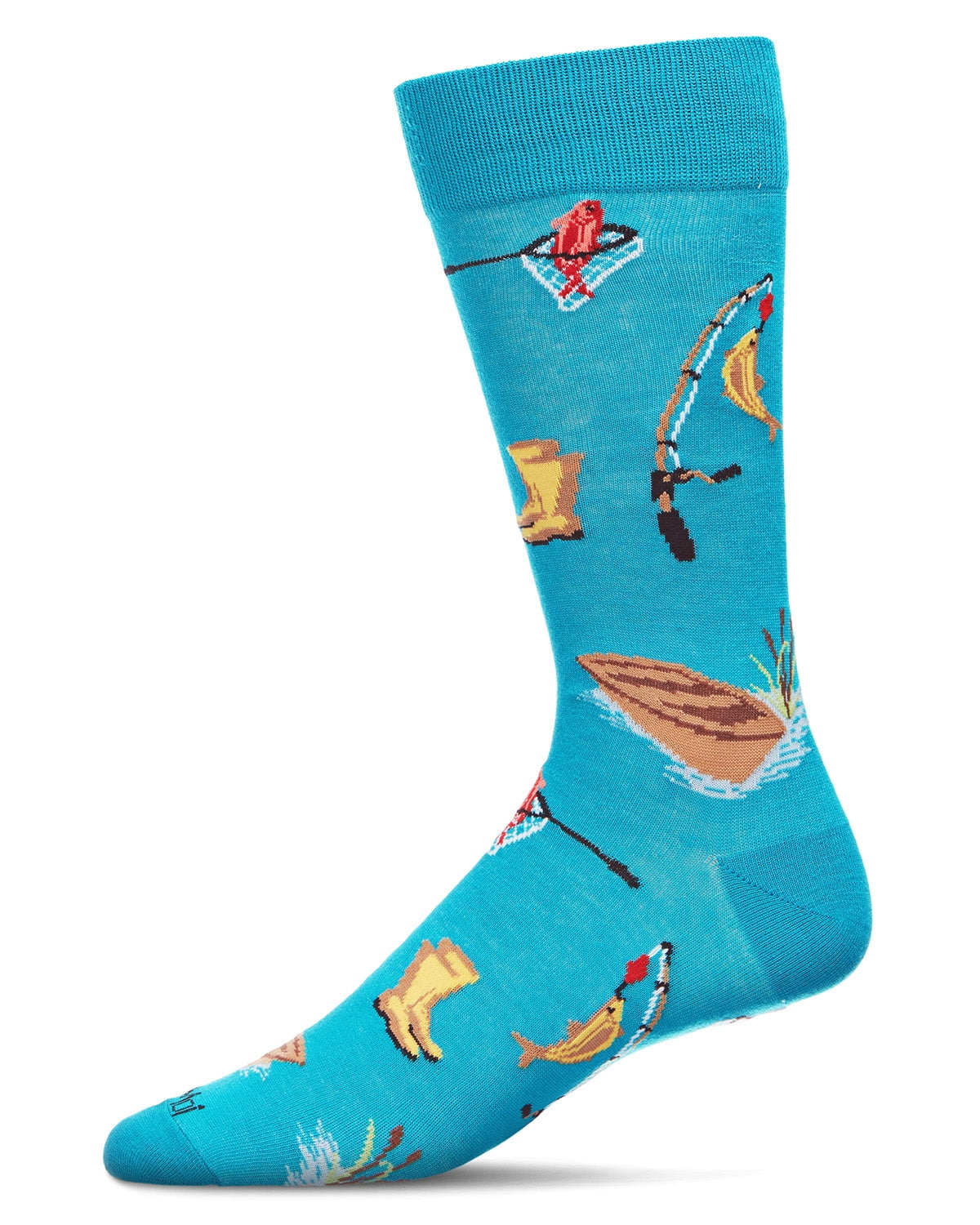 MeMoi Men's It's Fishing Time Bamboo Blend Novelty Crew Sock - Mens ...