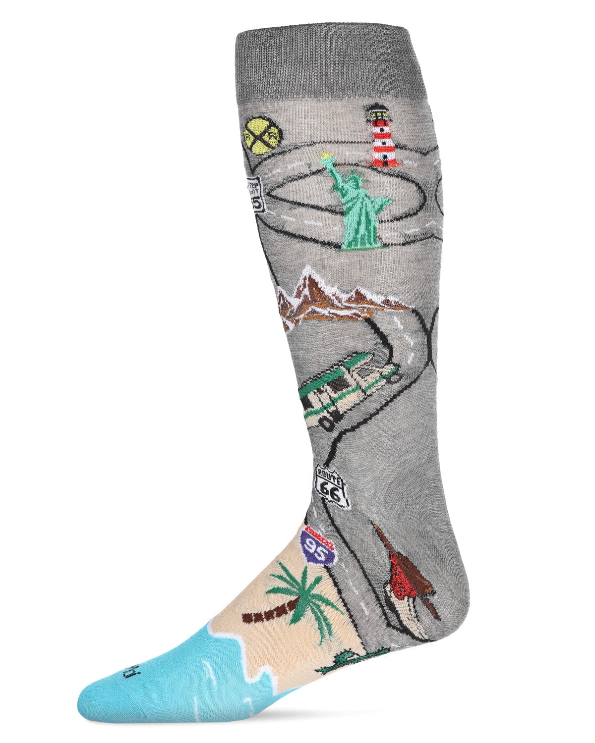 MeMoi Men's Road Trip Fun Bamboo Blend Novelty Crew Sock - Mens - Male ...