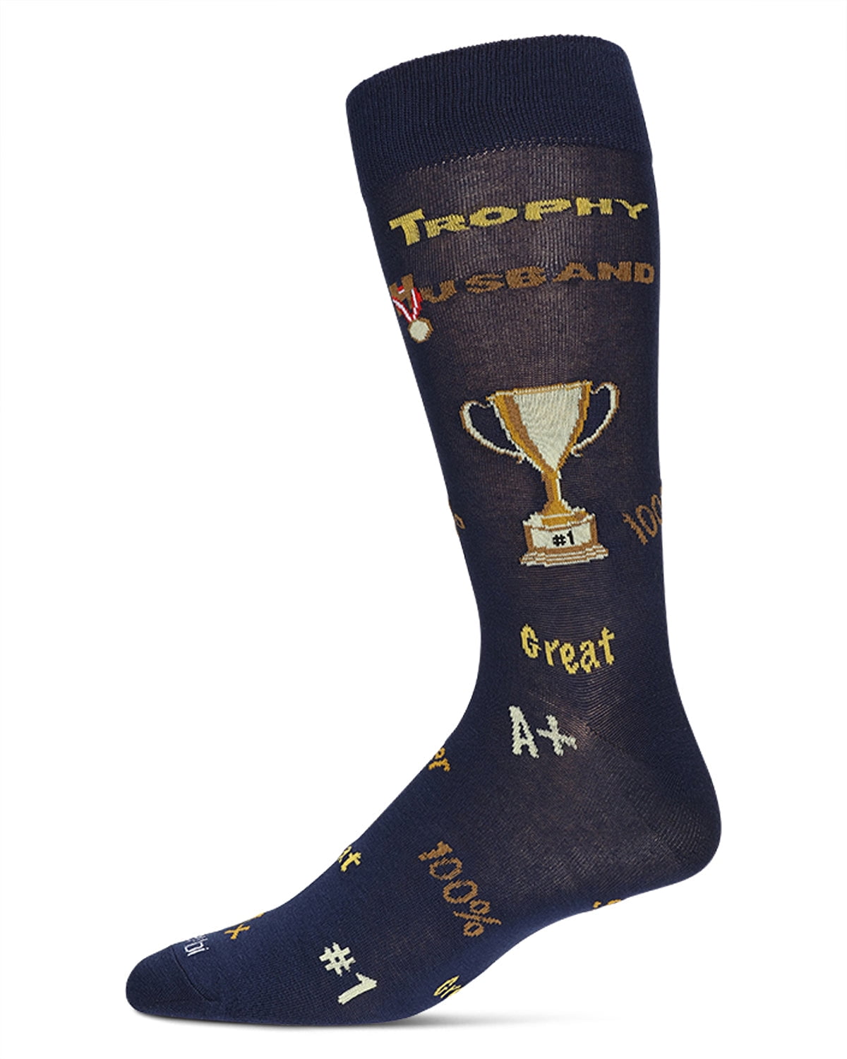MeMoi Men's Trophy Husband Bamboo Crew Socks - Mens - Male, 10-13, Navy ...
