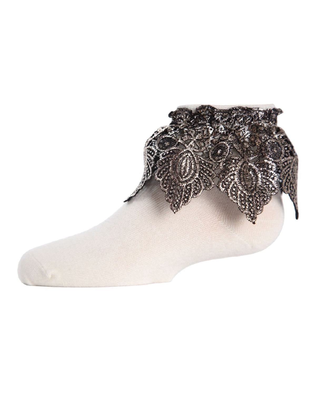 MeMoi Metallic Leaf Cotton Blend Anklet Socks - Girls - Female, 12 ...