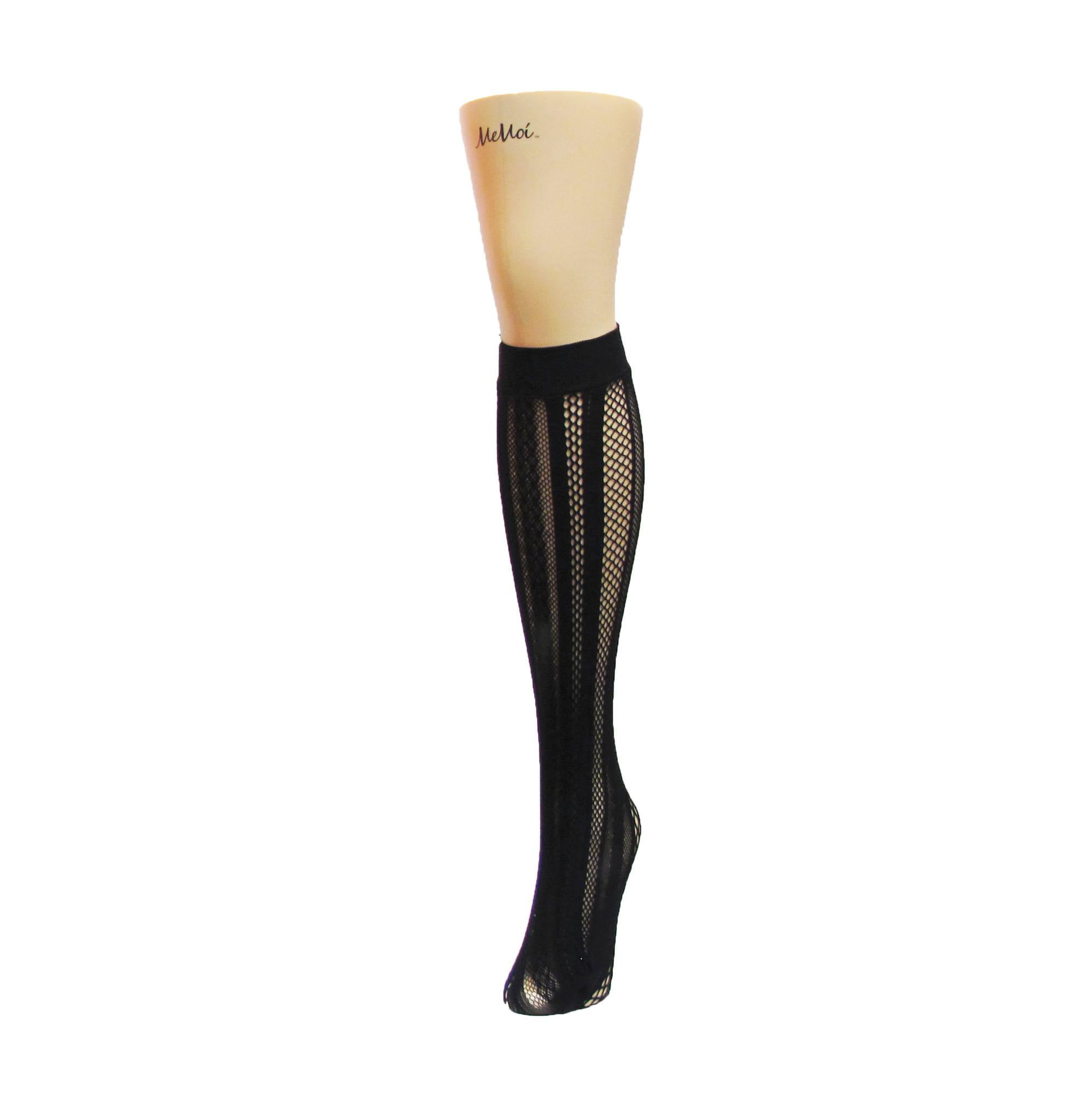 MeMoi Panel Symmetry Net Knee High Sock - Womens - Female, One Size ...