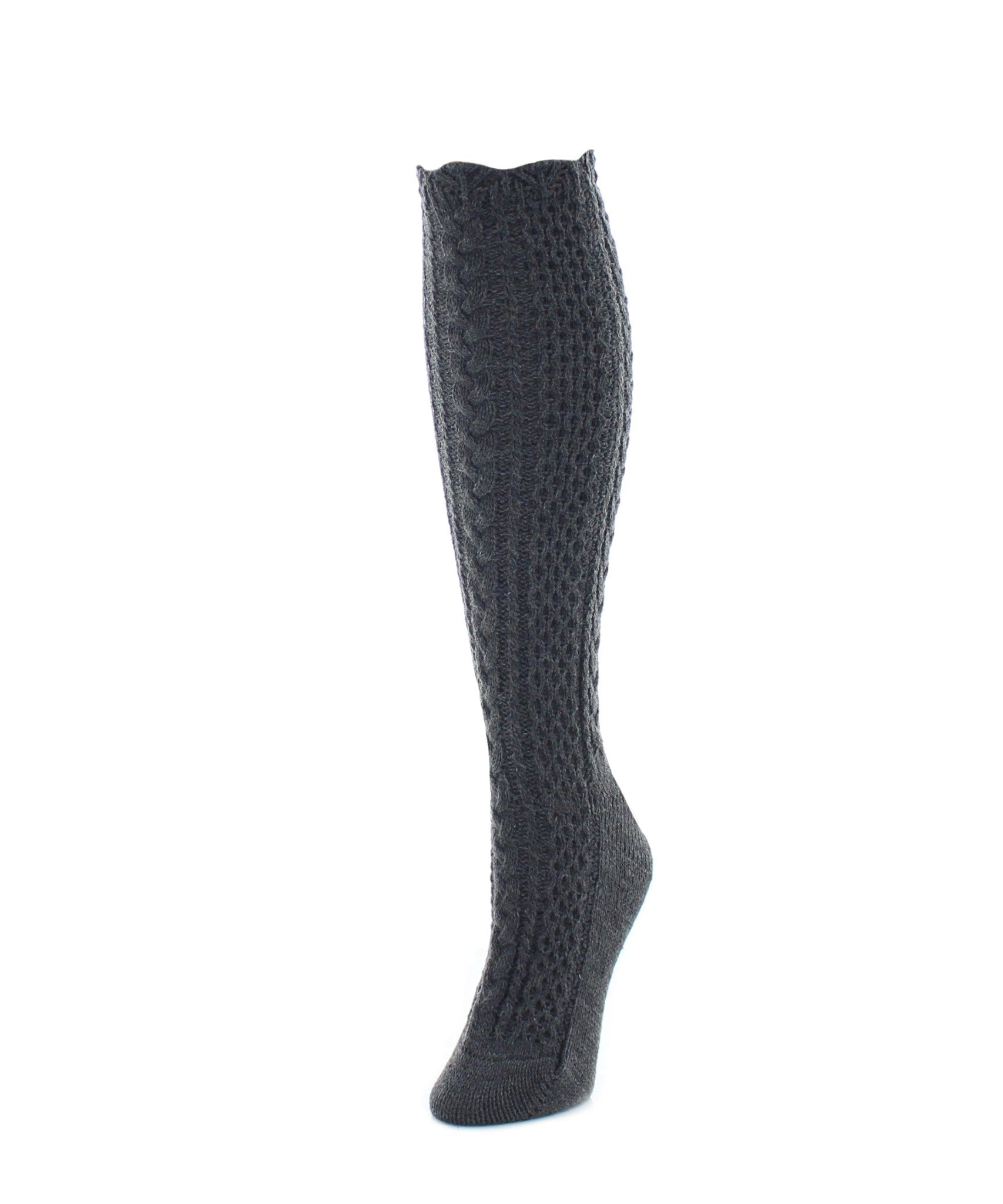 MeMoi Pointelle Braid Chunky Knit Knee-High Socks - Womens - Female ...